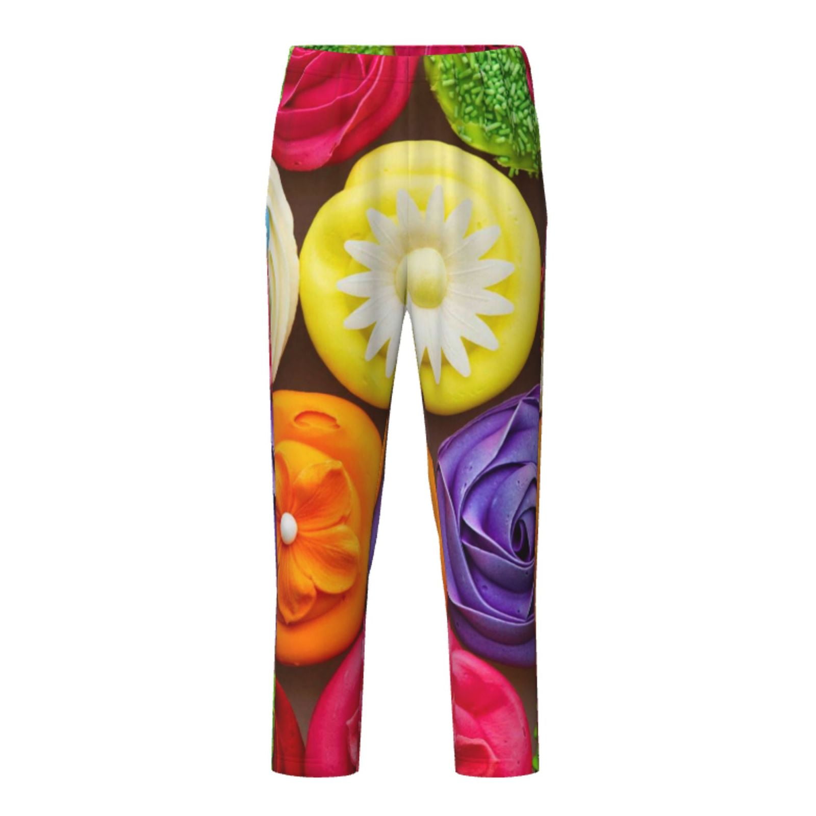 Yiaed Brightly Colored Cupcakes Print Teenagers' Lounge Pants, Loose PJ ...