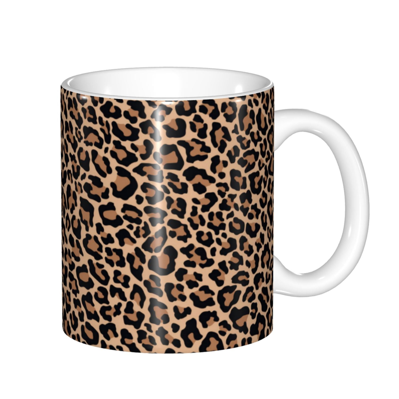 Yiaed Brown Leopard Print Ceramics Coffee,Large Handle Design,Extra ...