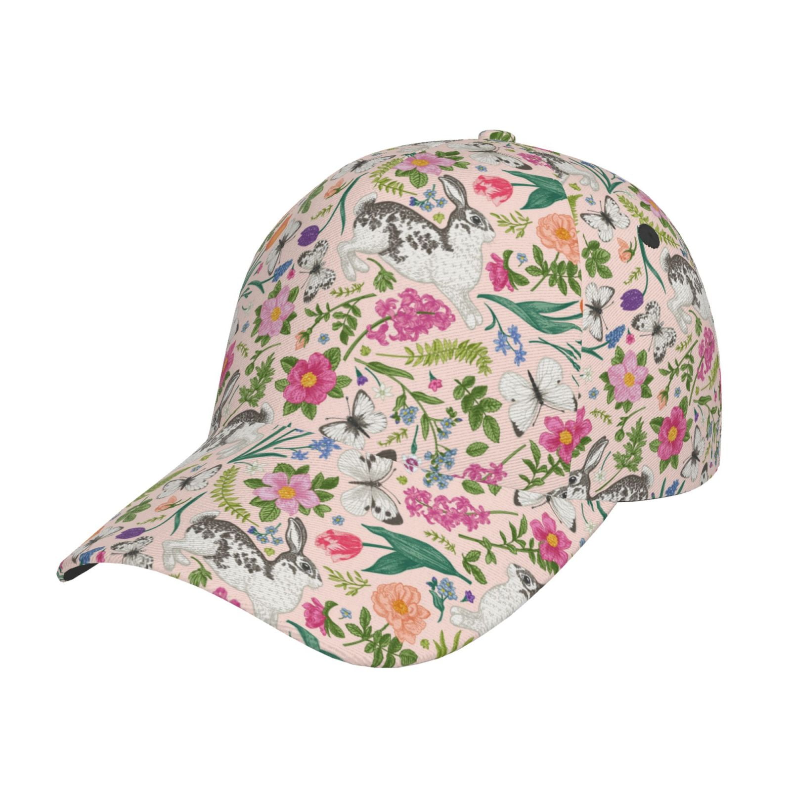 Yiaed Bunny Floral Print Cap Adjustable Size for Running Workouts and ...