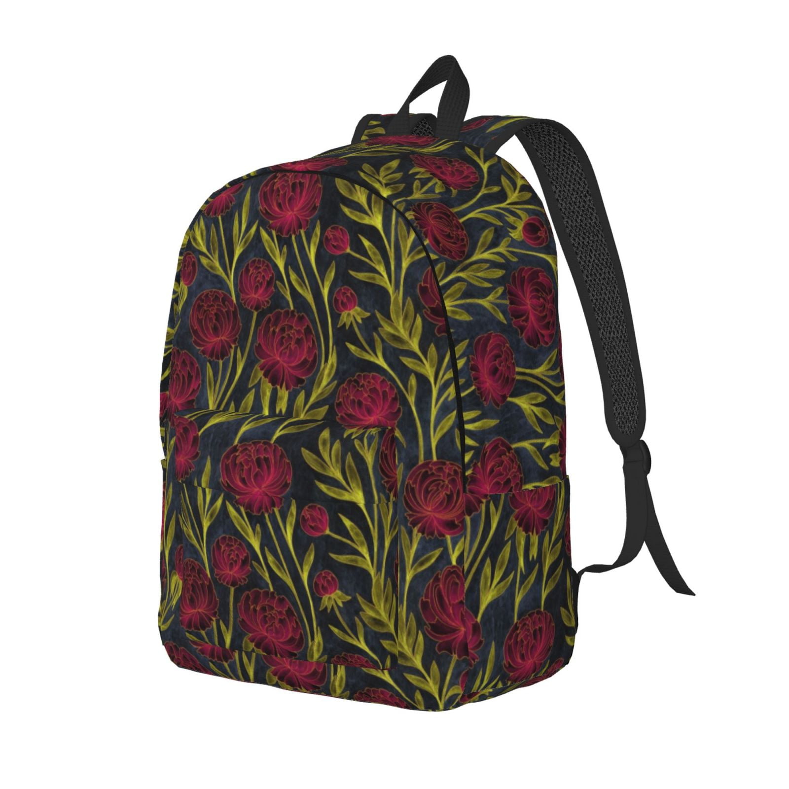 Yiaed Burgundy Peony Flowers Print Laptop Backpack Travel Canvas ...