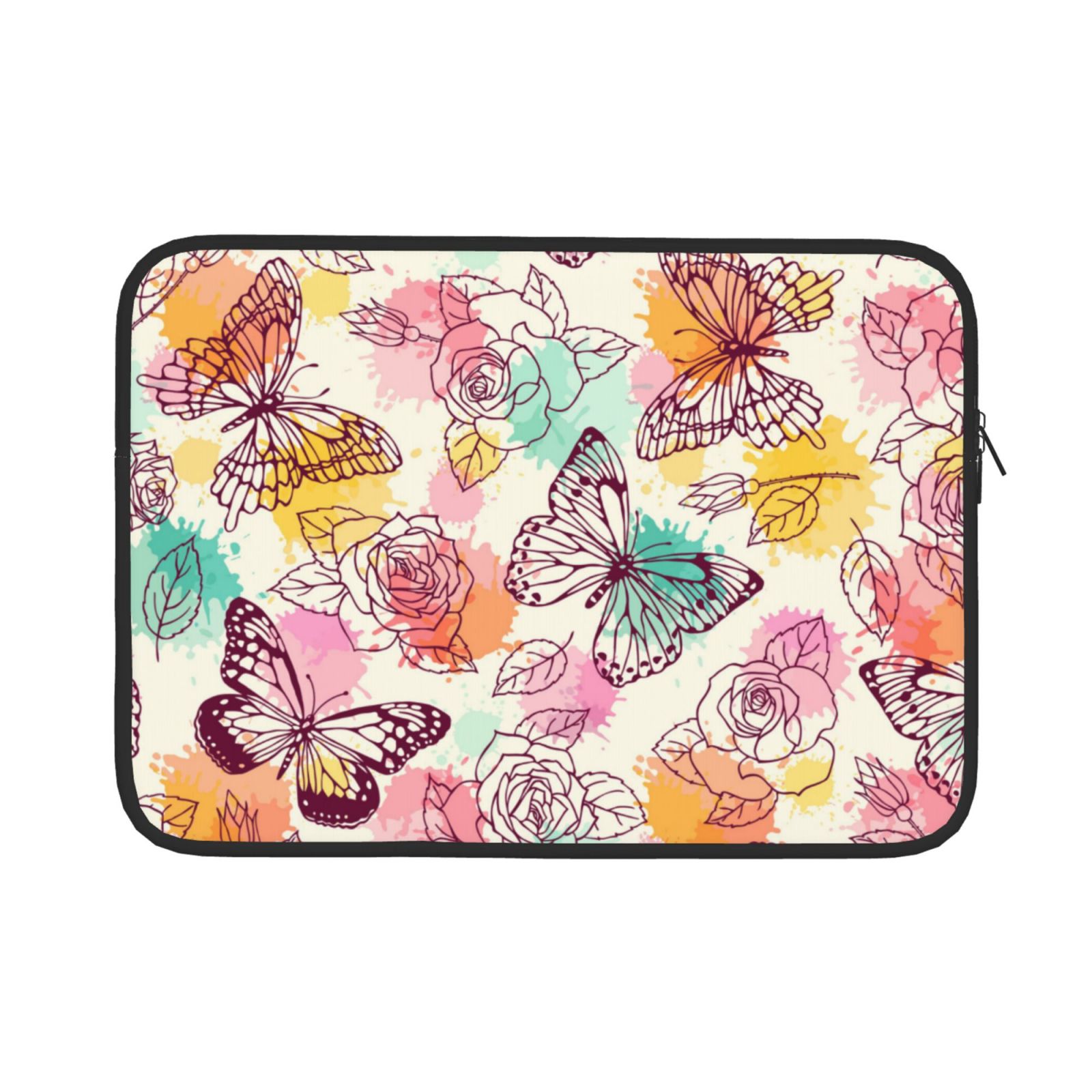 Yiaed Butterflies and Roses Print Laptop Sleeve Protective Case ...