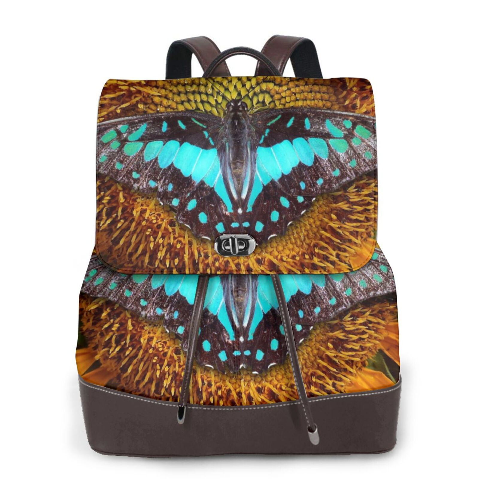 Yiaed Butterfly Alighted On Sunflowers Print Laptop Backpack for Women ...