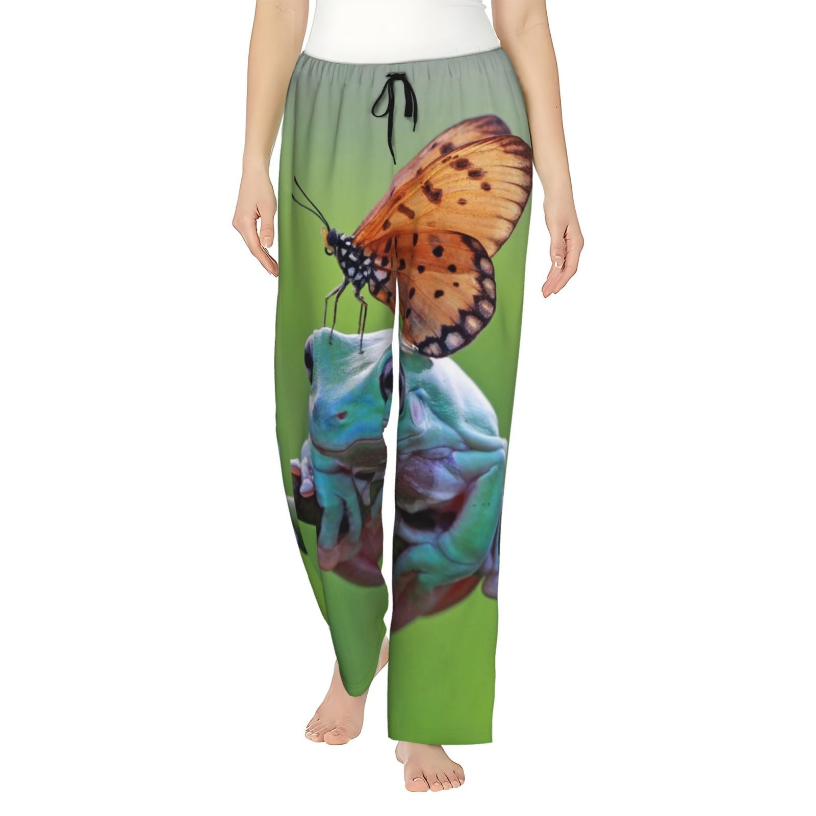 Yiaed Butterfly Landing On Head Dumpy Frog Print Womens Lounge Pants ...