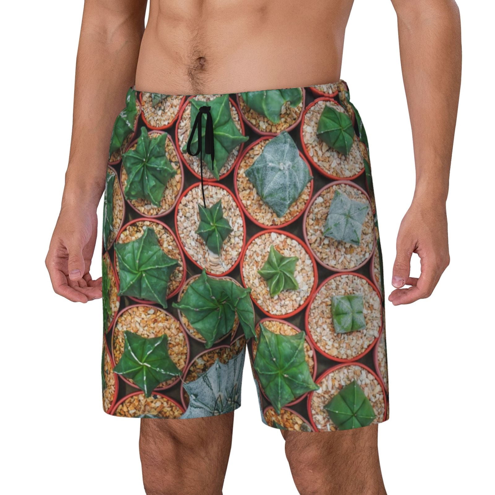 Yiaed Cactus 4 Print Mens Swim Trunks Bathing Suit Compression Liner ...