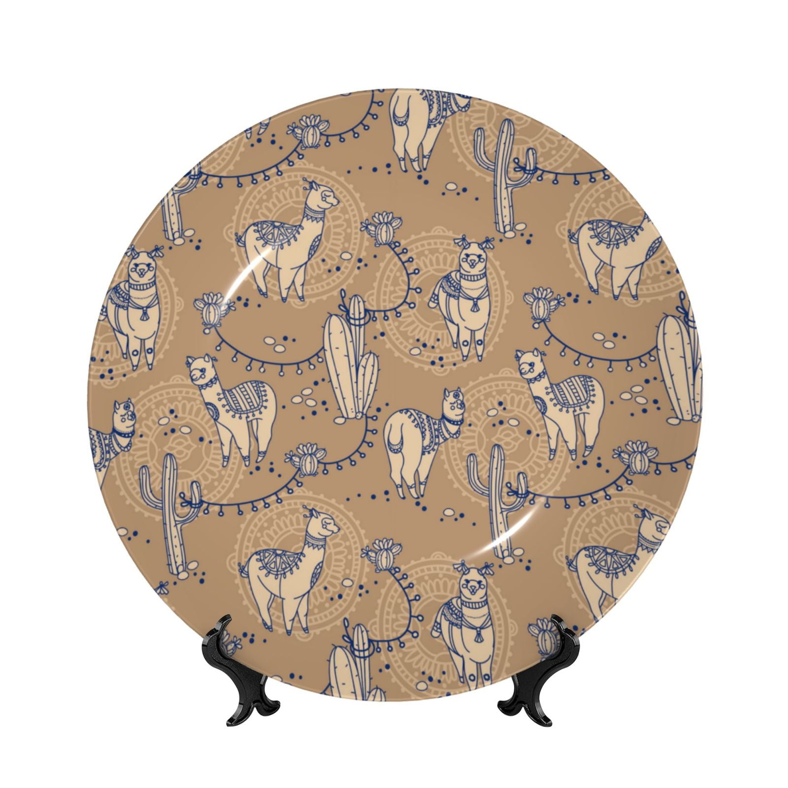 Yiaed Cactus Alpaca Print Bone China Decorative Plate Ceramic Dinner ...