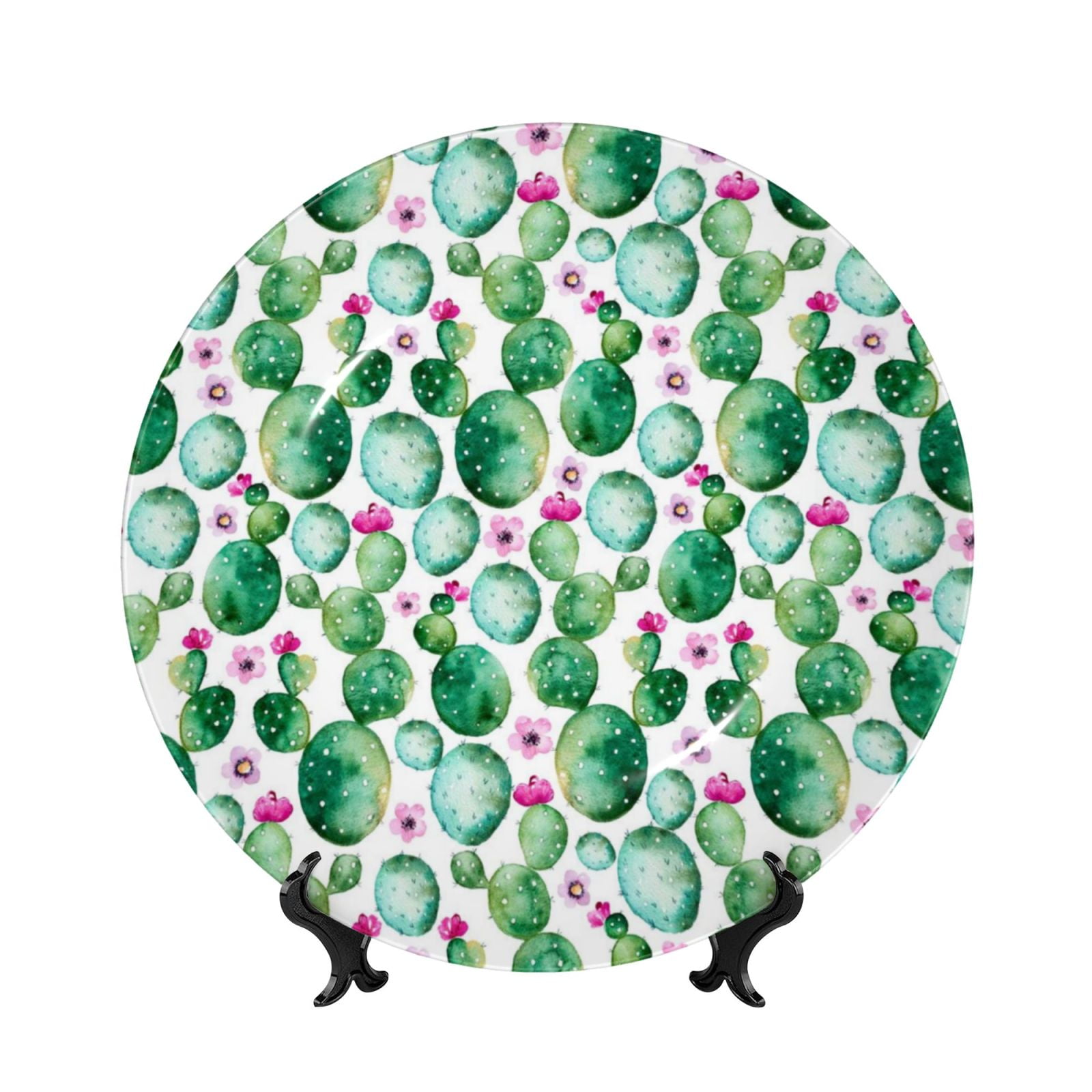 Yiaed Cactus Plants Print Bone China Decorative Plate Ceramic Dinner ...