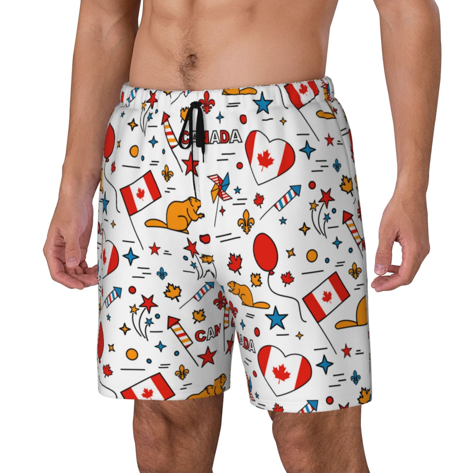 Yiaed Canada Day Print Mens Swim Trunks Bathing Suit Compression Liner ...