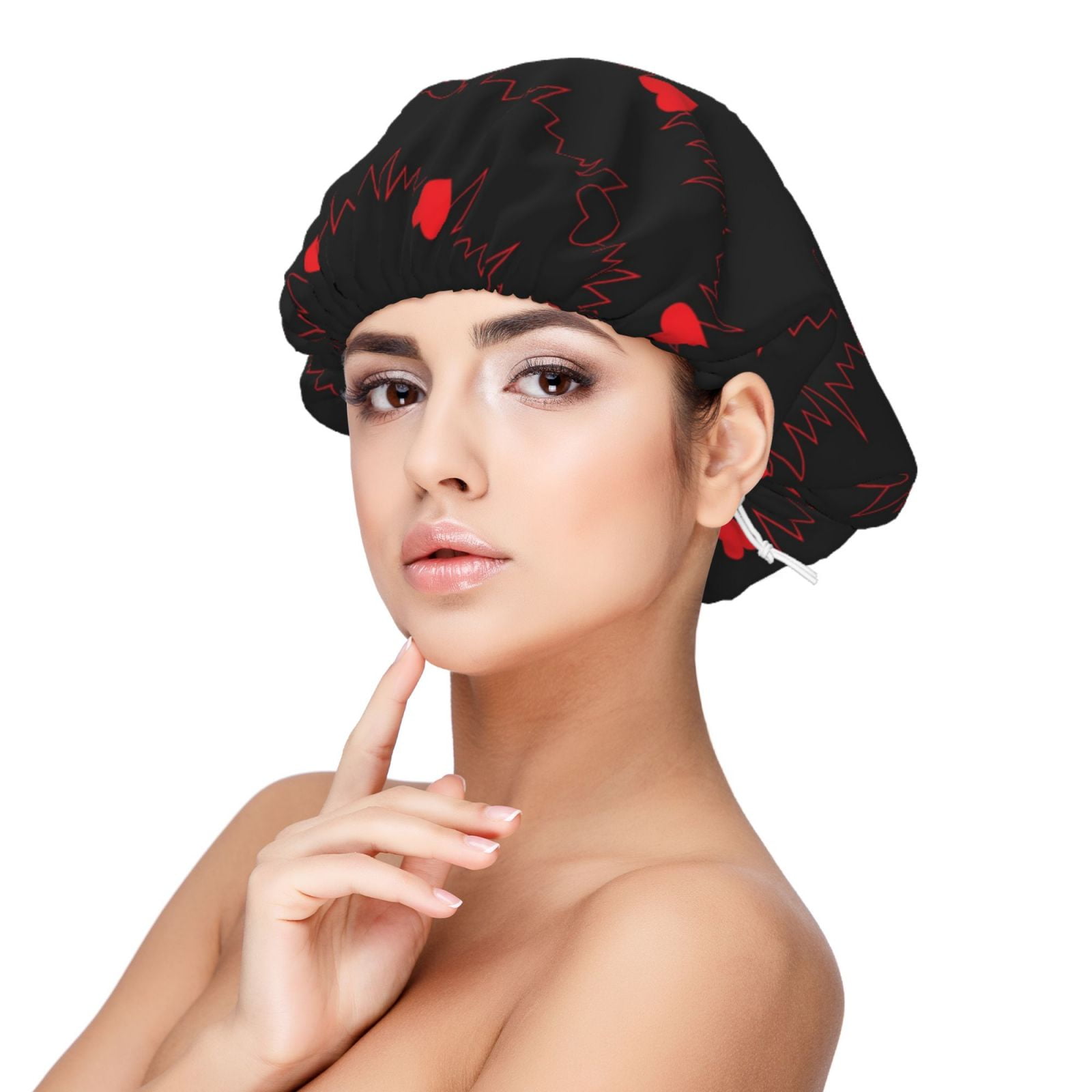 Yiaed Cardiogram and Heart Print Satin Bonnet Silk Bonnet Hair Bonnet ...