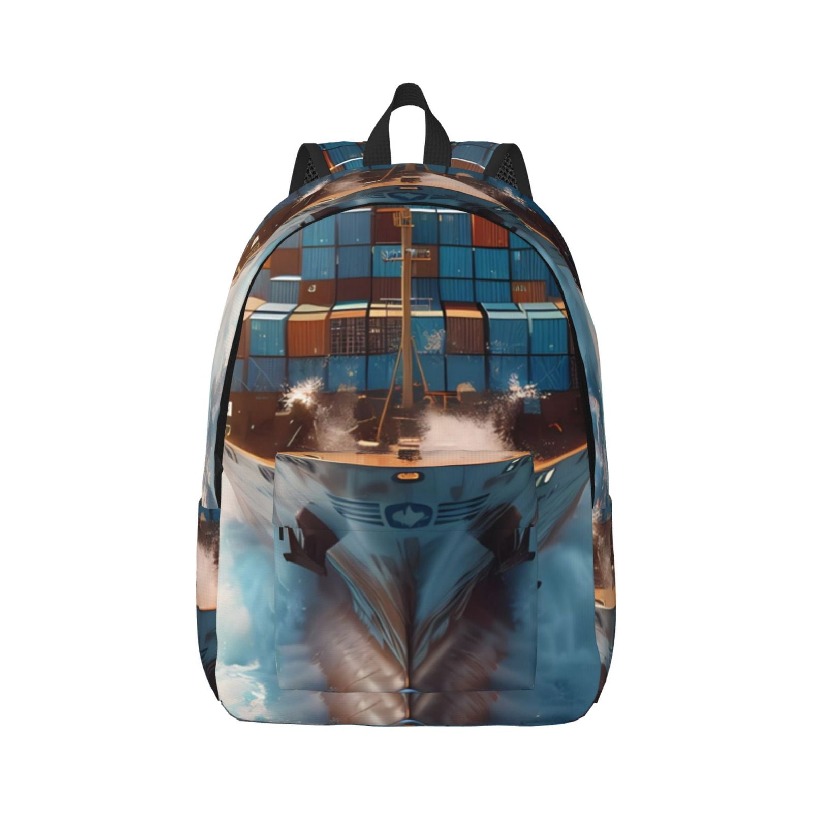 Yiaed Cargo Ship At Sea Print Backpack, Premium Laptop Backpack, Travel ...