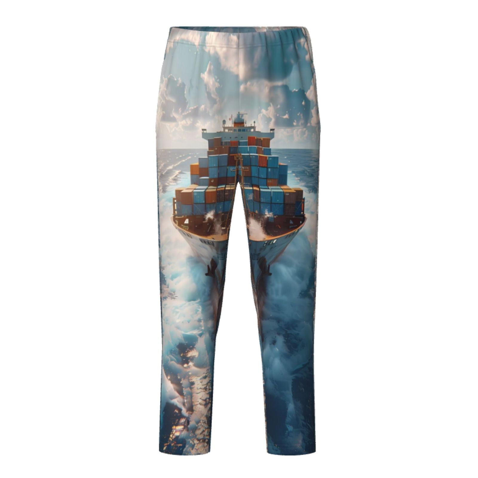 Yiaed Cargo Ship At Sea Print Teenagers' Lounge Pants, Loose PJ Bottoms ...
