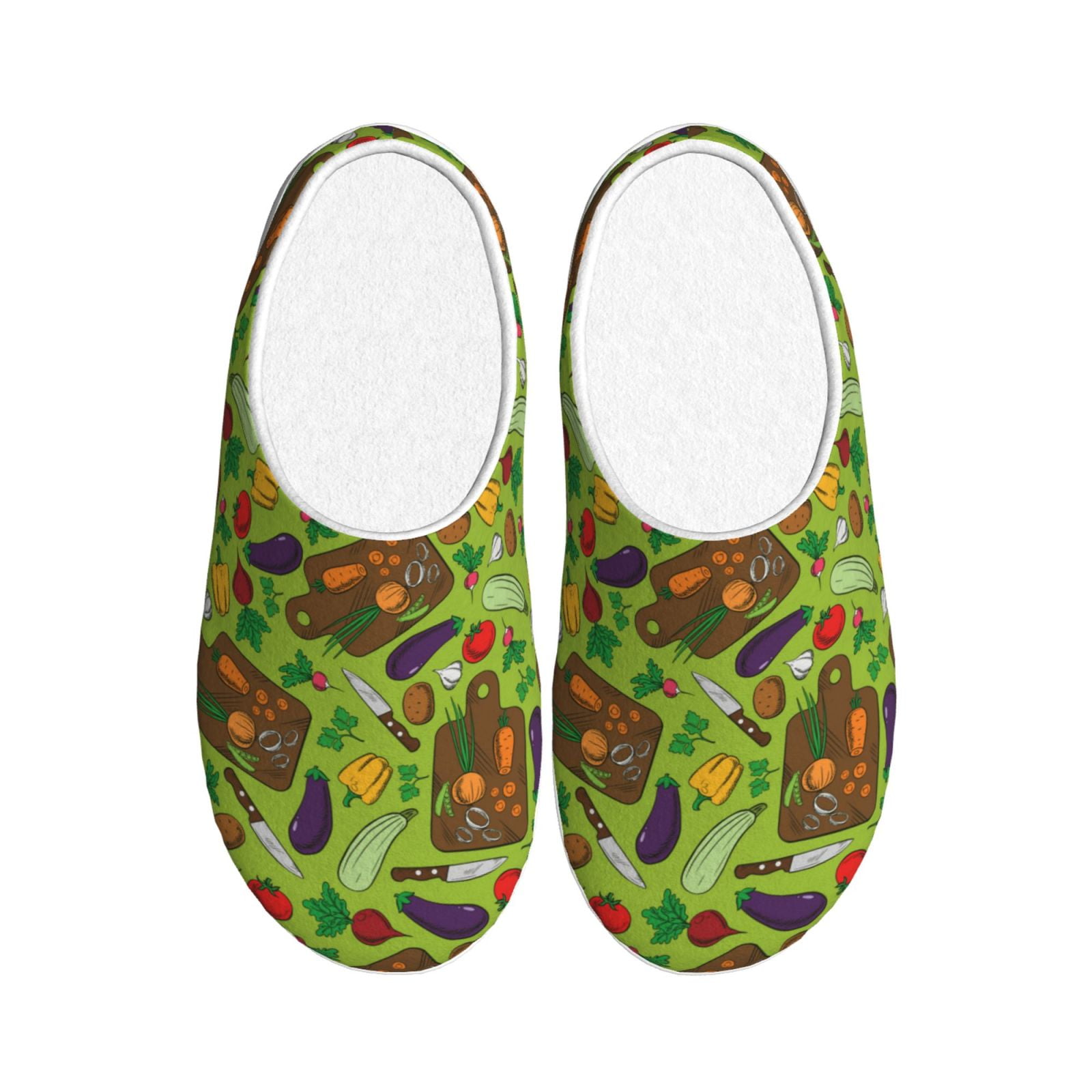 Yiaed Carrot Eggplant Print Slippers Fuzzy Warm Cozy Slippers Non Slip ...