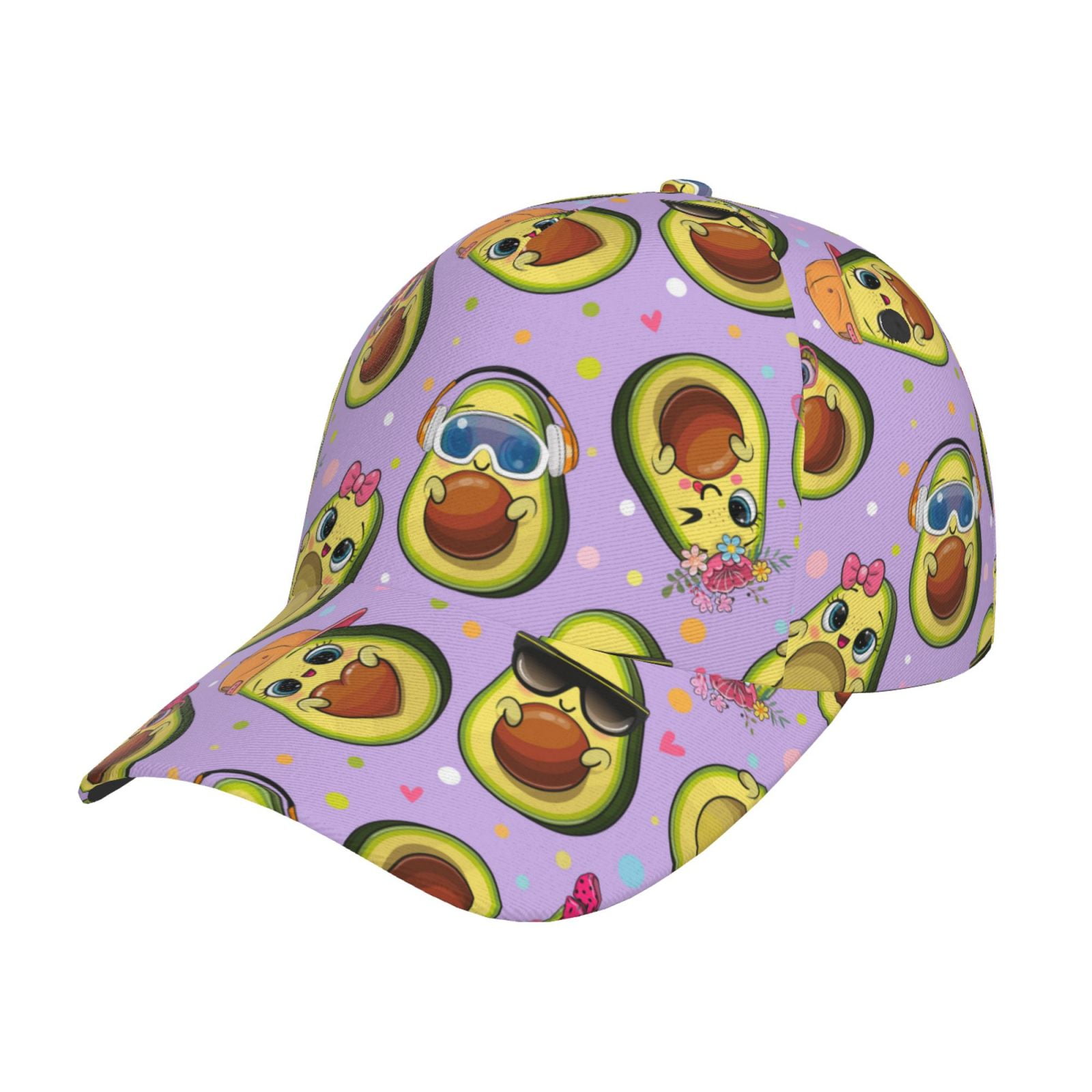 Yiaed Cartoon Avocados Print Cap Adjustable Size for Running Workouts ...
