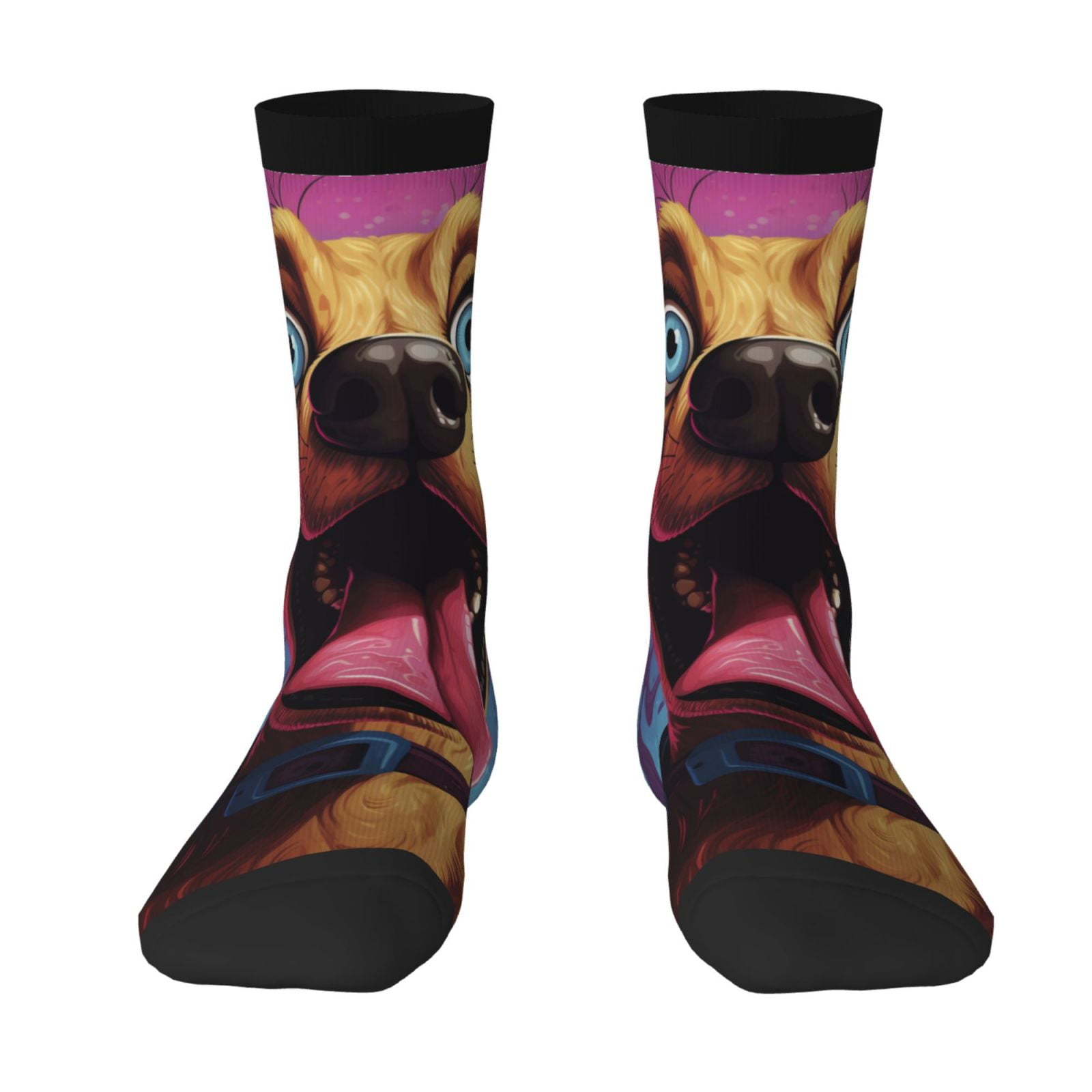 Yiaed Cartoon Big-Eyed Dog Print Great elasticity Crew Socks Sports ...