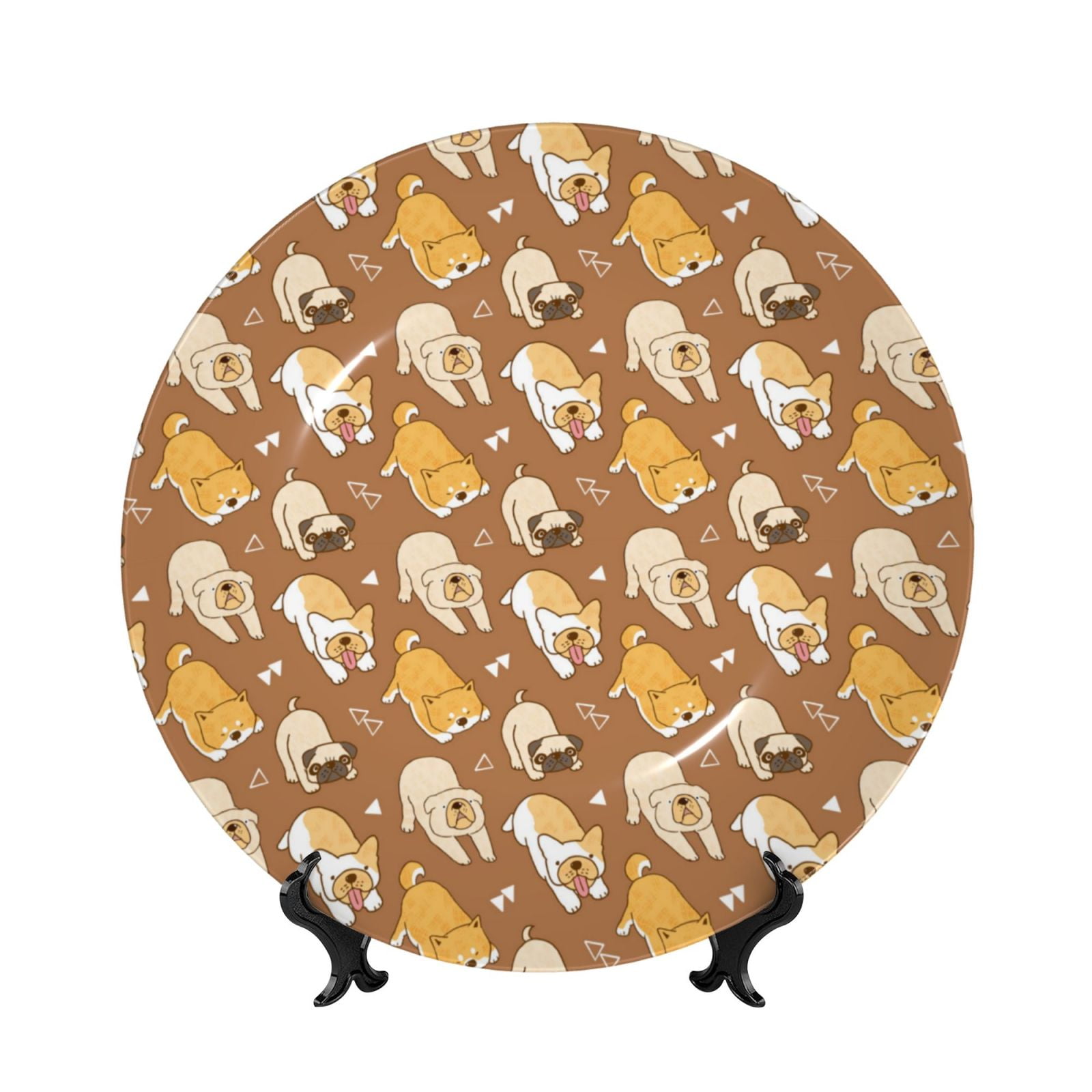 Yiaed Cartoon Bulldog Print Bone China Decorative Plate Ceramic Dinner ...