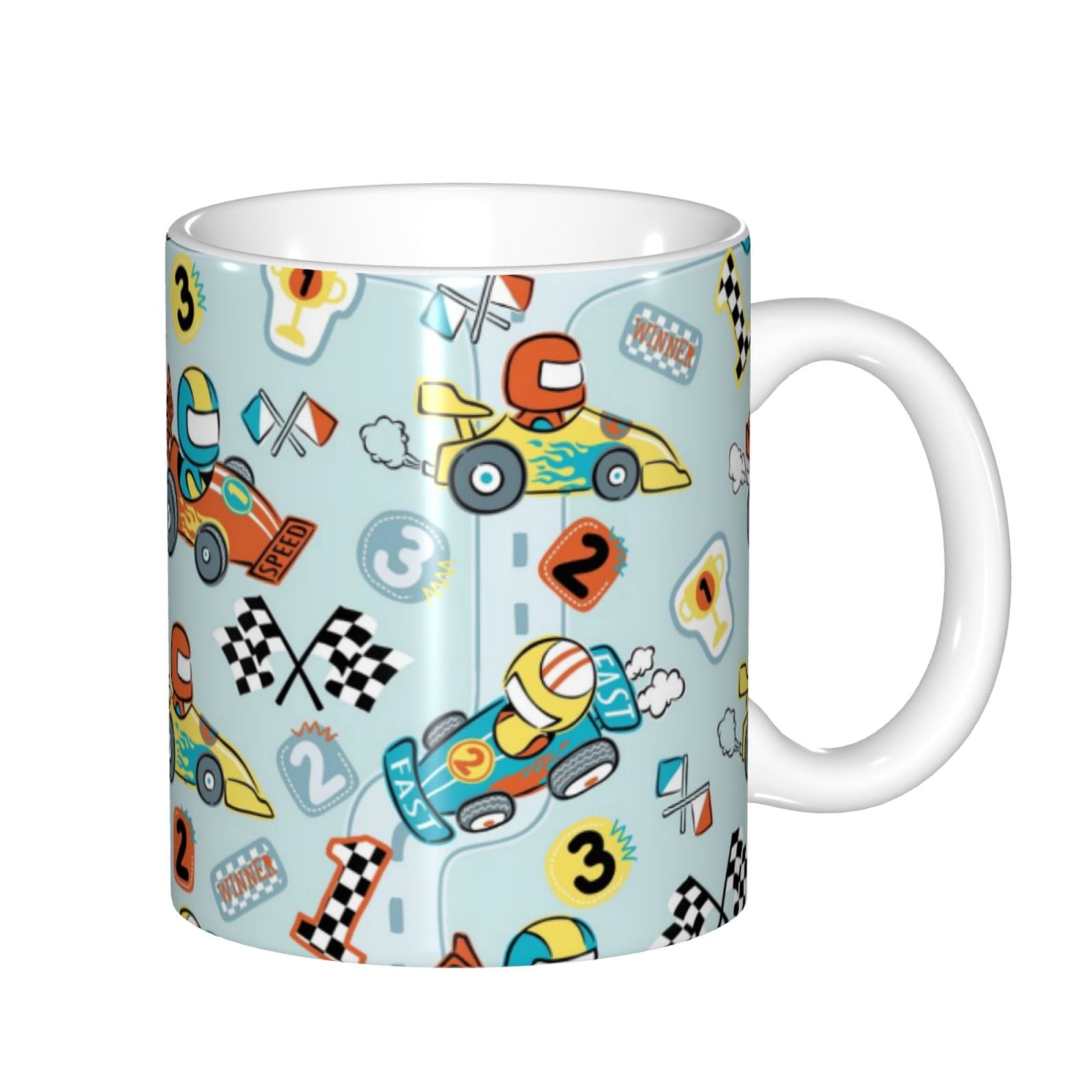 Yiaed Cartoon Car Racing Print Ceramics Coffee,Large Handle Design ...