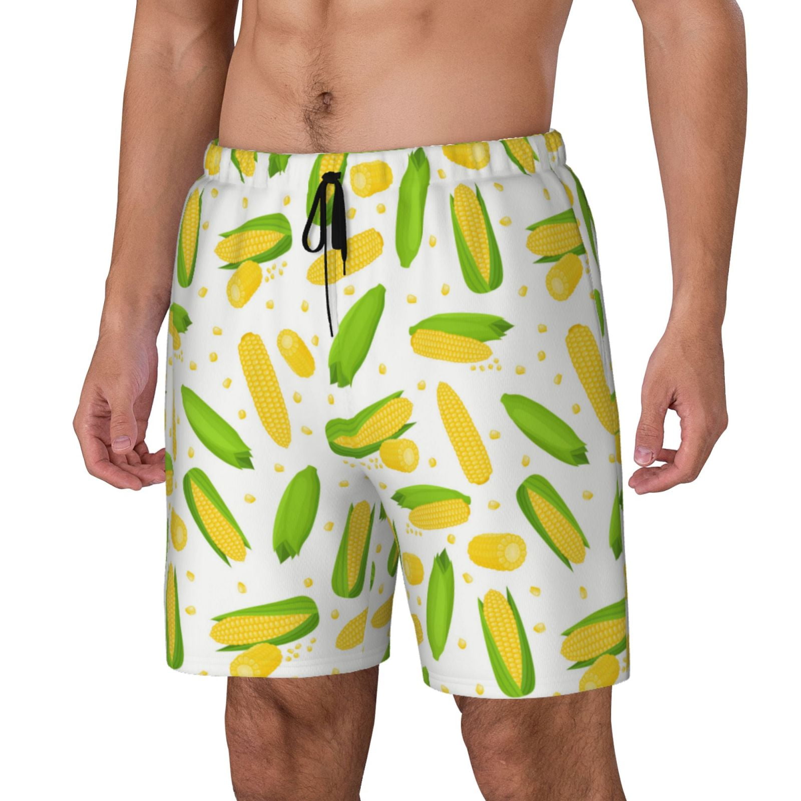 Yiaed Cartoon Corn Print Mens Swim Trunks Bathing Suit Compression ...