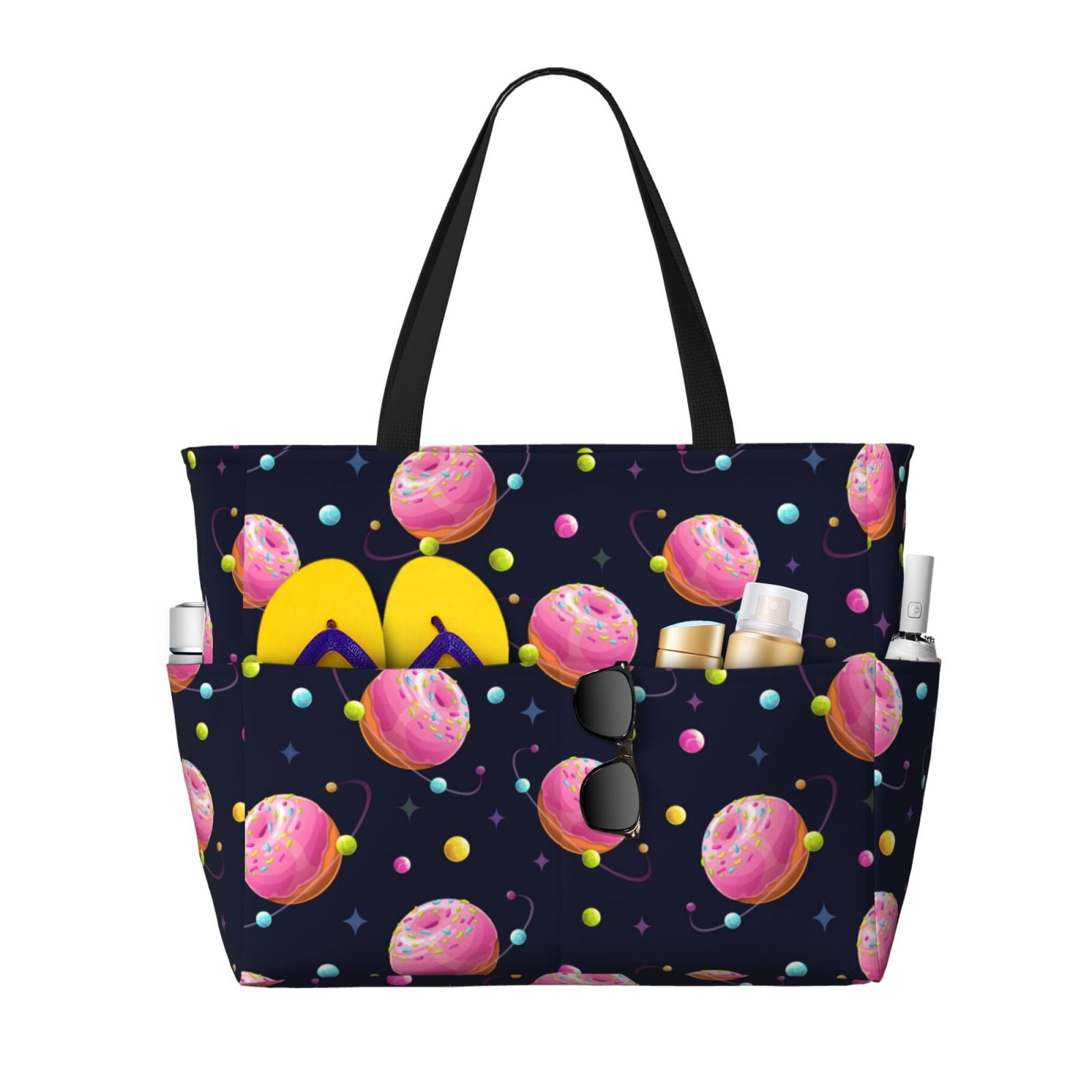 Yiaed Cartoon Donut Planets Print Large Capacity Beach Travel Bag ...