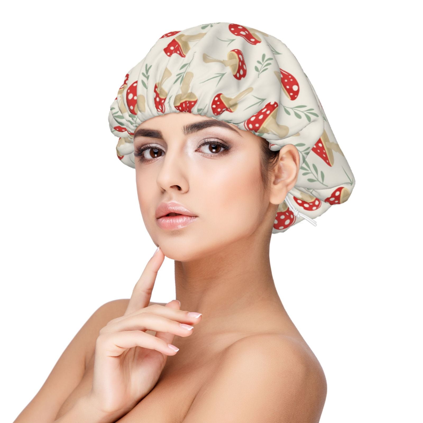 Yiaed Cartoon Flat Mushrooms Print Satin Bonnet Silk Bonnet Hair Bonnet ...