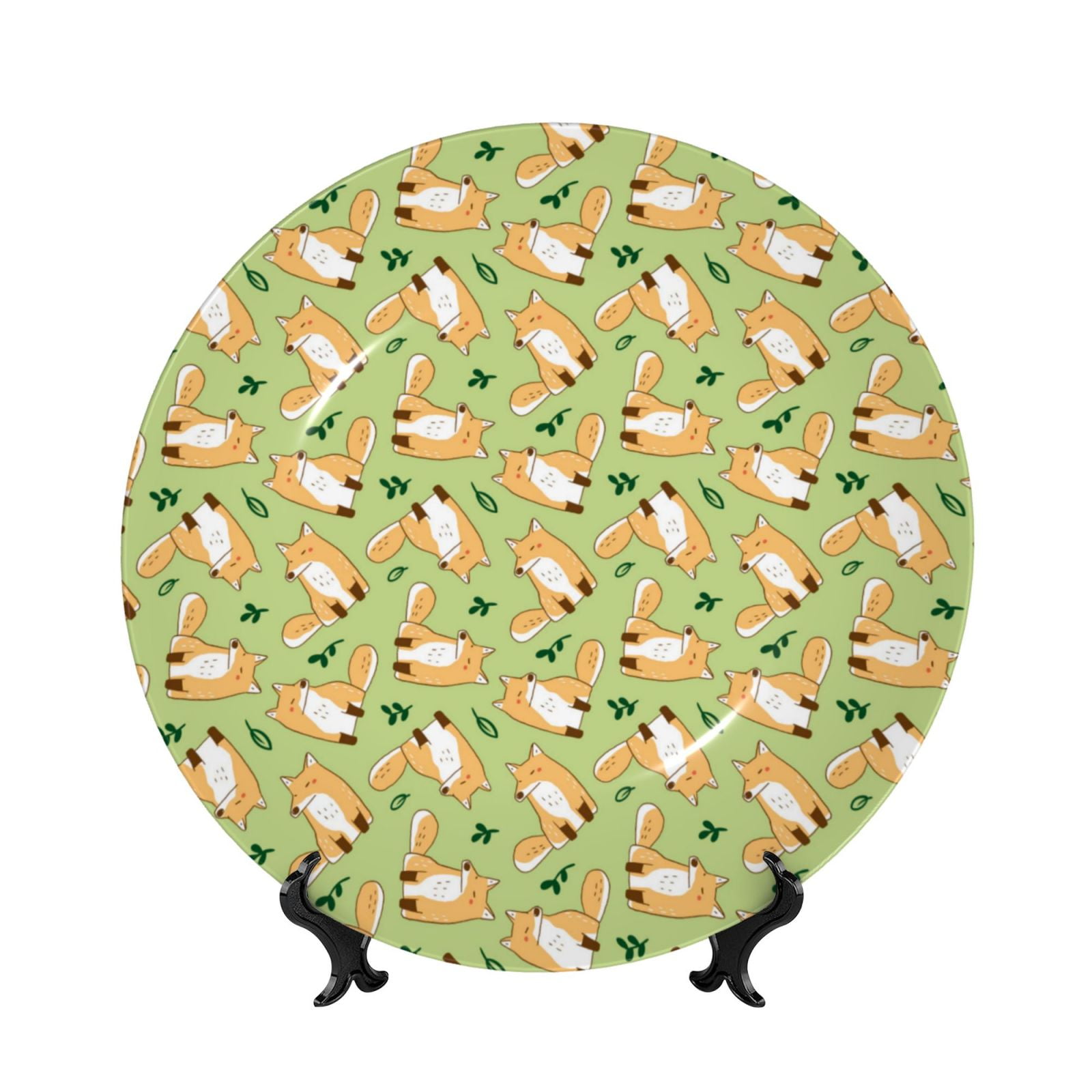 Yiaed Cartoon Fox 2 Print Bone China Decorative Plate Ceramic Dinner ...