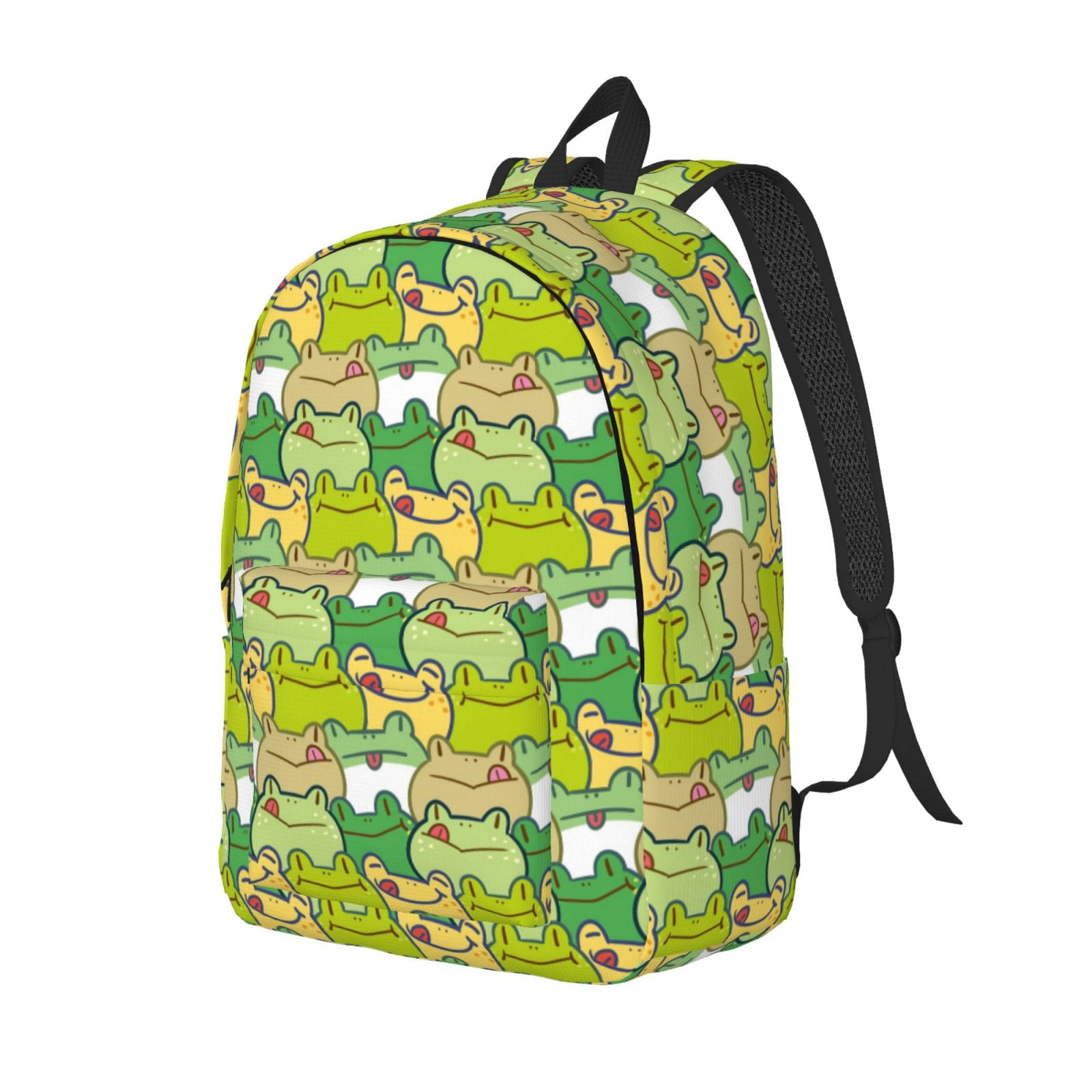 Yiaed Cartoon Frog Print Print Laptop Backpack Travel Canvas Backpack ...