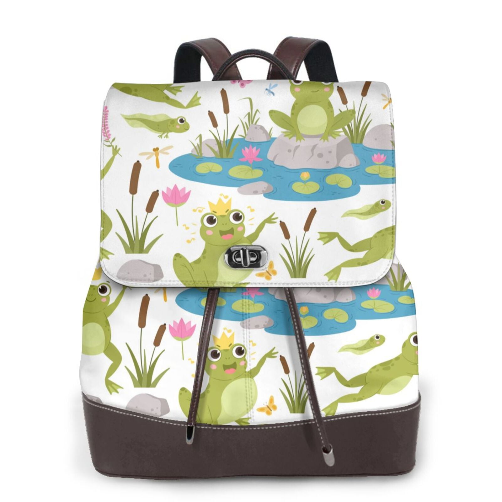 Yiaed Cartoon Frogs Print Laptop Backpack for Women Slim Computer Bag ...