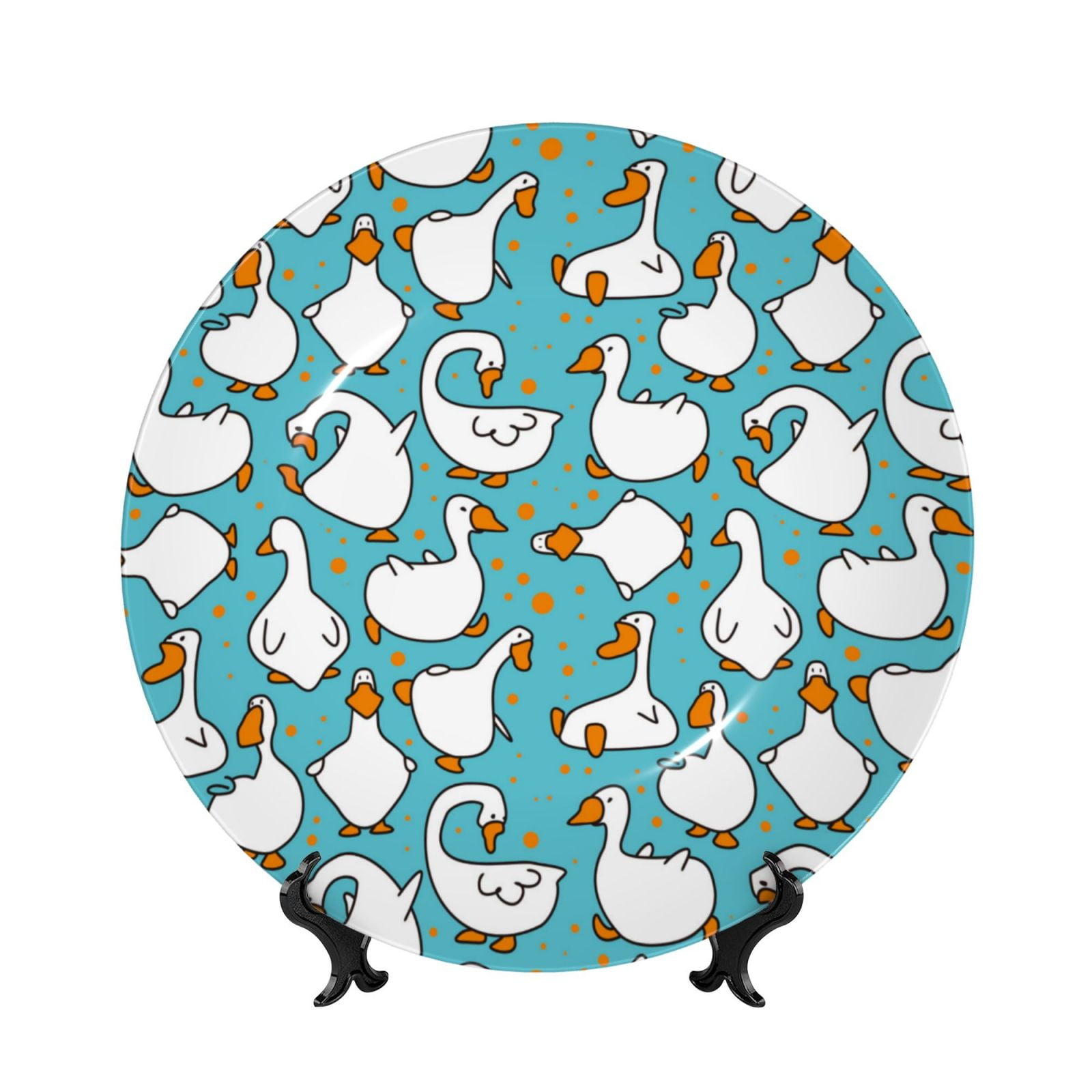 Yiaed Cartoon Funny Goose Print Bone China Decorative Plate Ceramic ...