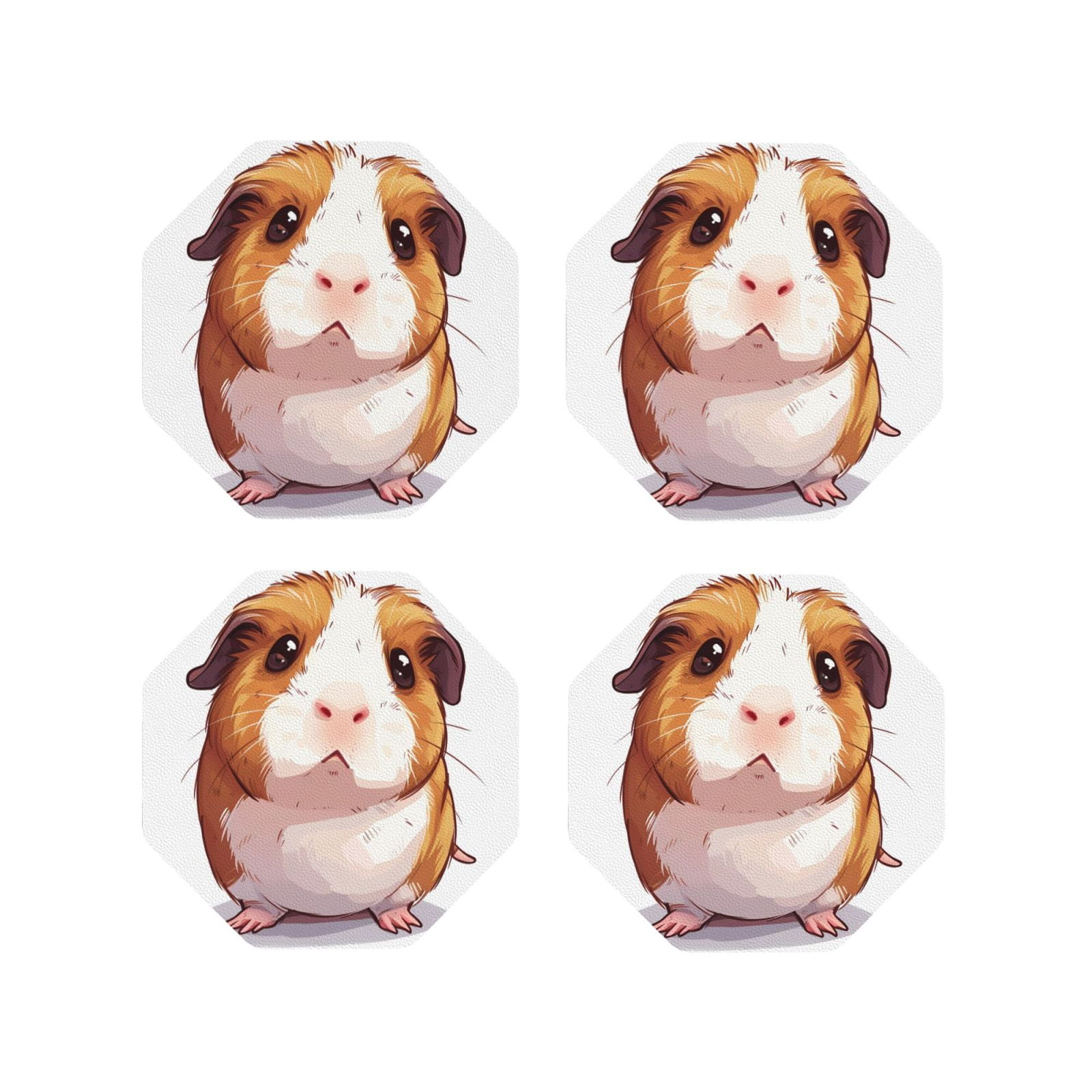 Yiaed Cartoon Guinea Pig Print Leather Coasters for Drinks - Cup ...