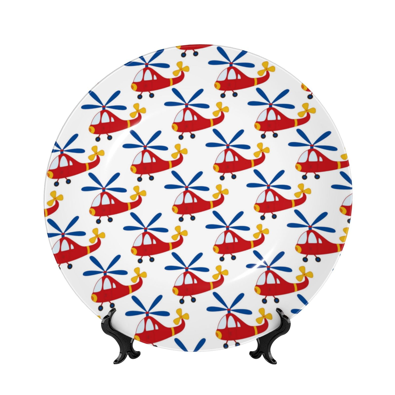 Yiaed Cartoon Helicopter Print Bone China Decorative Plate Ceramic ...