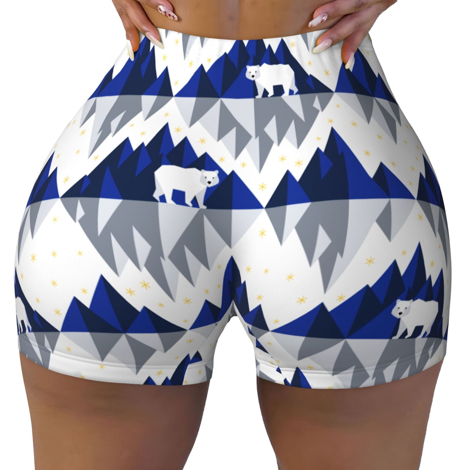 Yiaed Cartoon Iceberg Polar Bear Print Women's Athletic Shorts Running ...