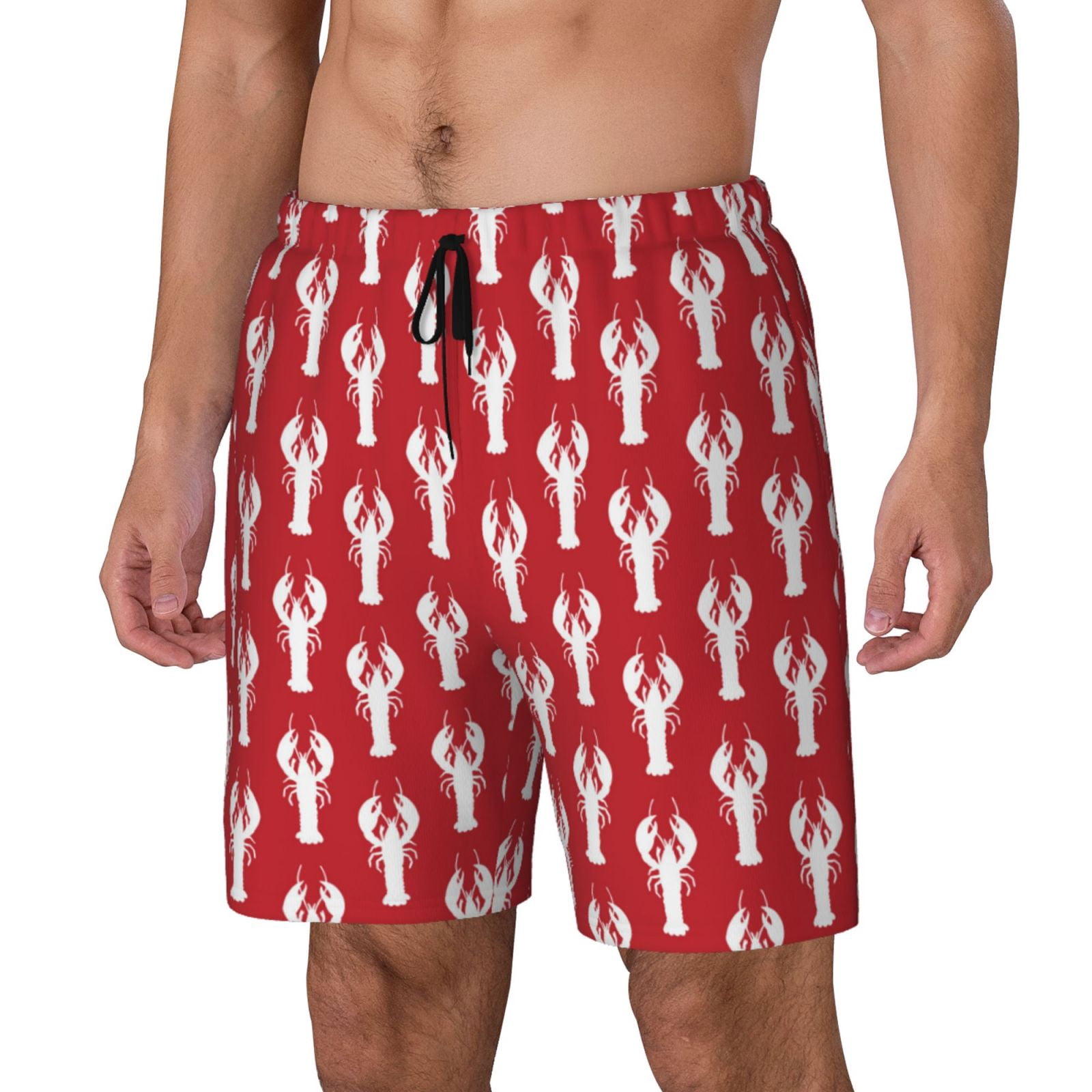 Yiaed Cartoon Lobster Print Mens Swim Trunks Bathing Suit Compression ...