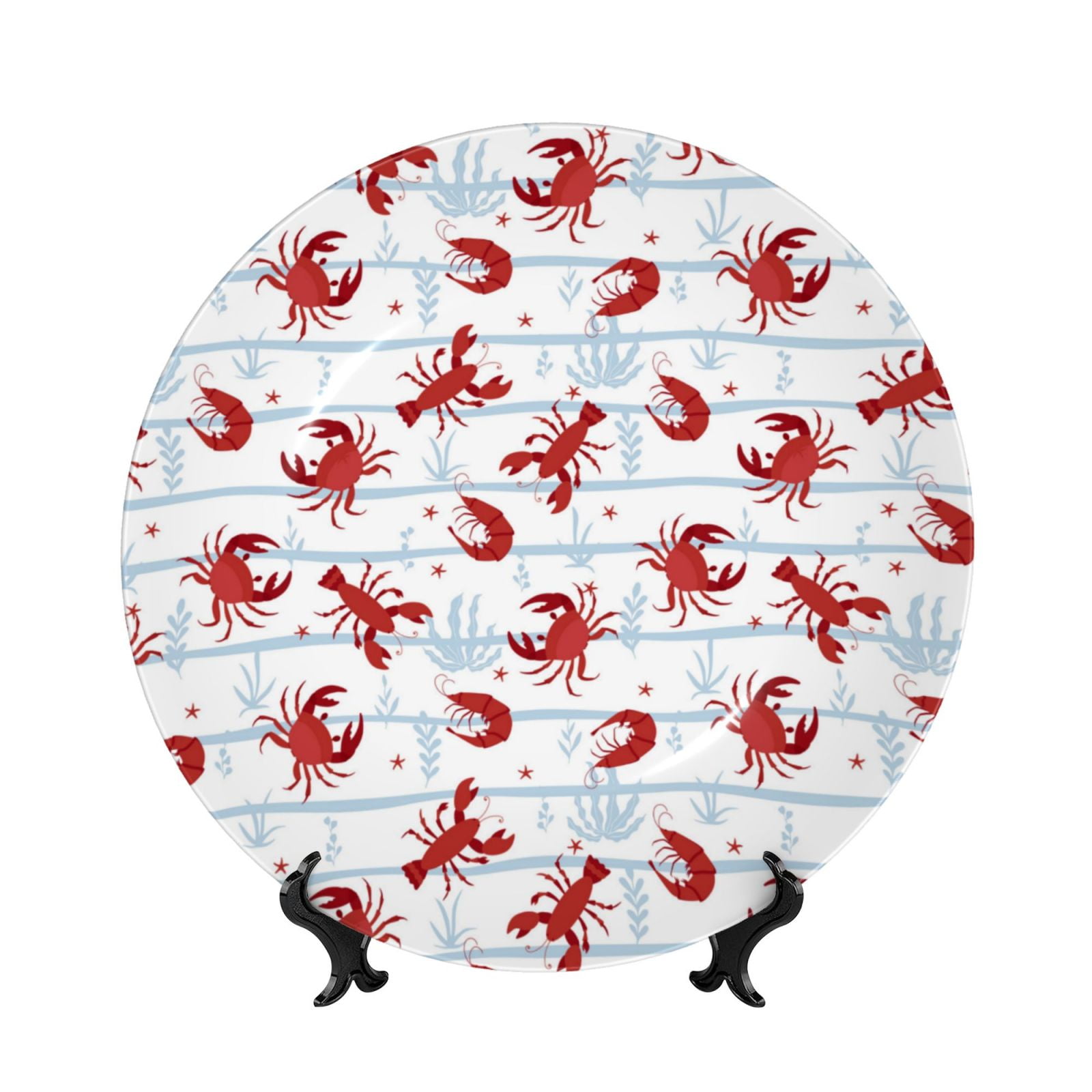 Yiaed Cartoon Lobsters Print Bone China Decorative Plate Ceramic Dinner ...