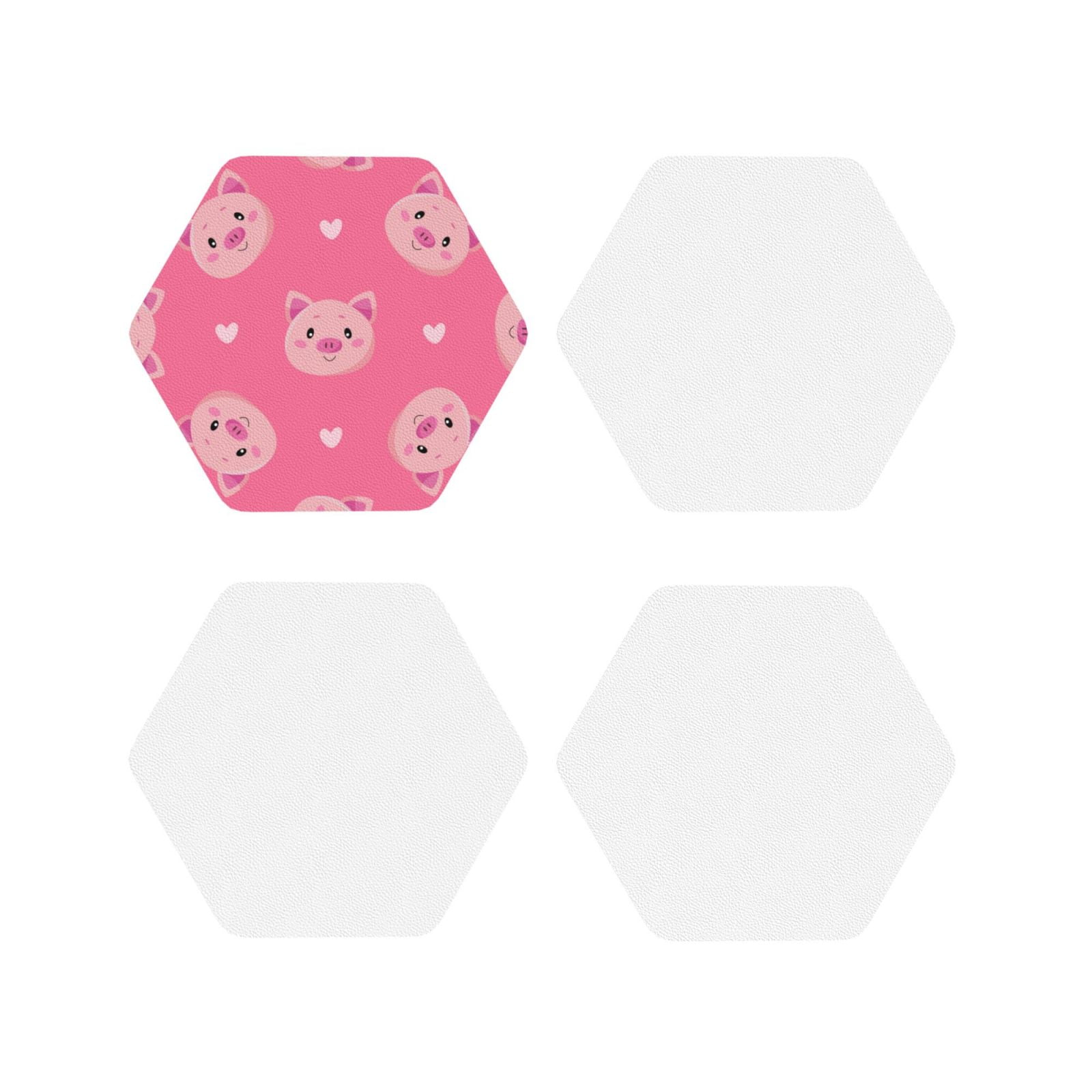 Yiaed Cartoon Pigs and Hearts Print Leather Coasters for Drinks - Cup Coasters Coffee Table ...