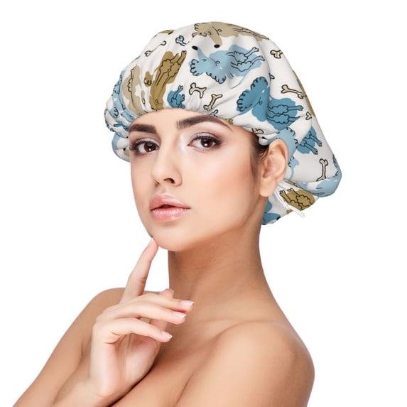 Yiaed Cartoon Poodle Dog Print Satin Bonnet Silk Bonnet Hair Bonnet for ...