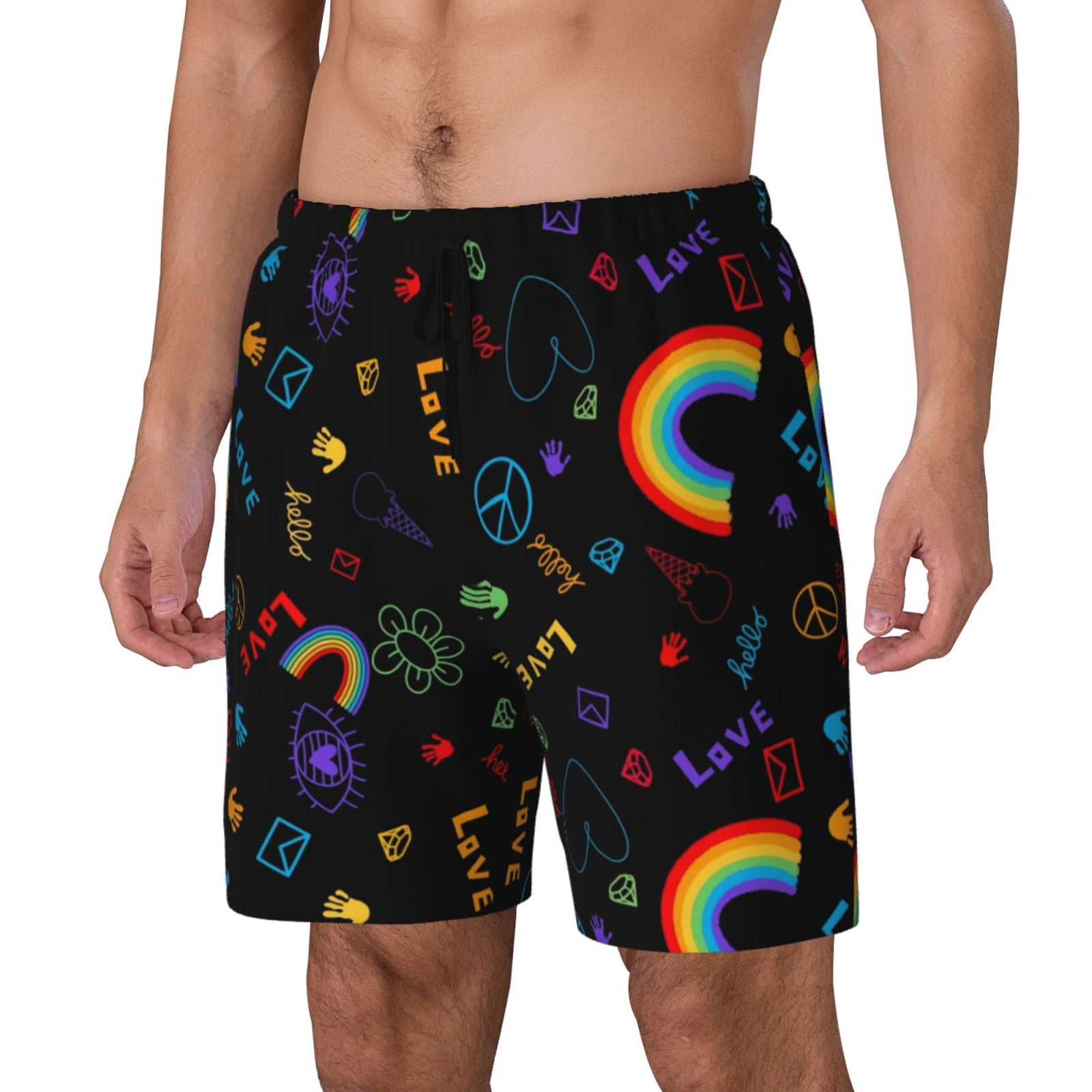Yiaed Cartoon Pride Lgbt Print Mens Swim Trunks Bathing Suit ...