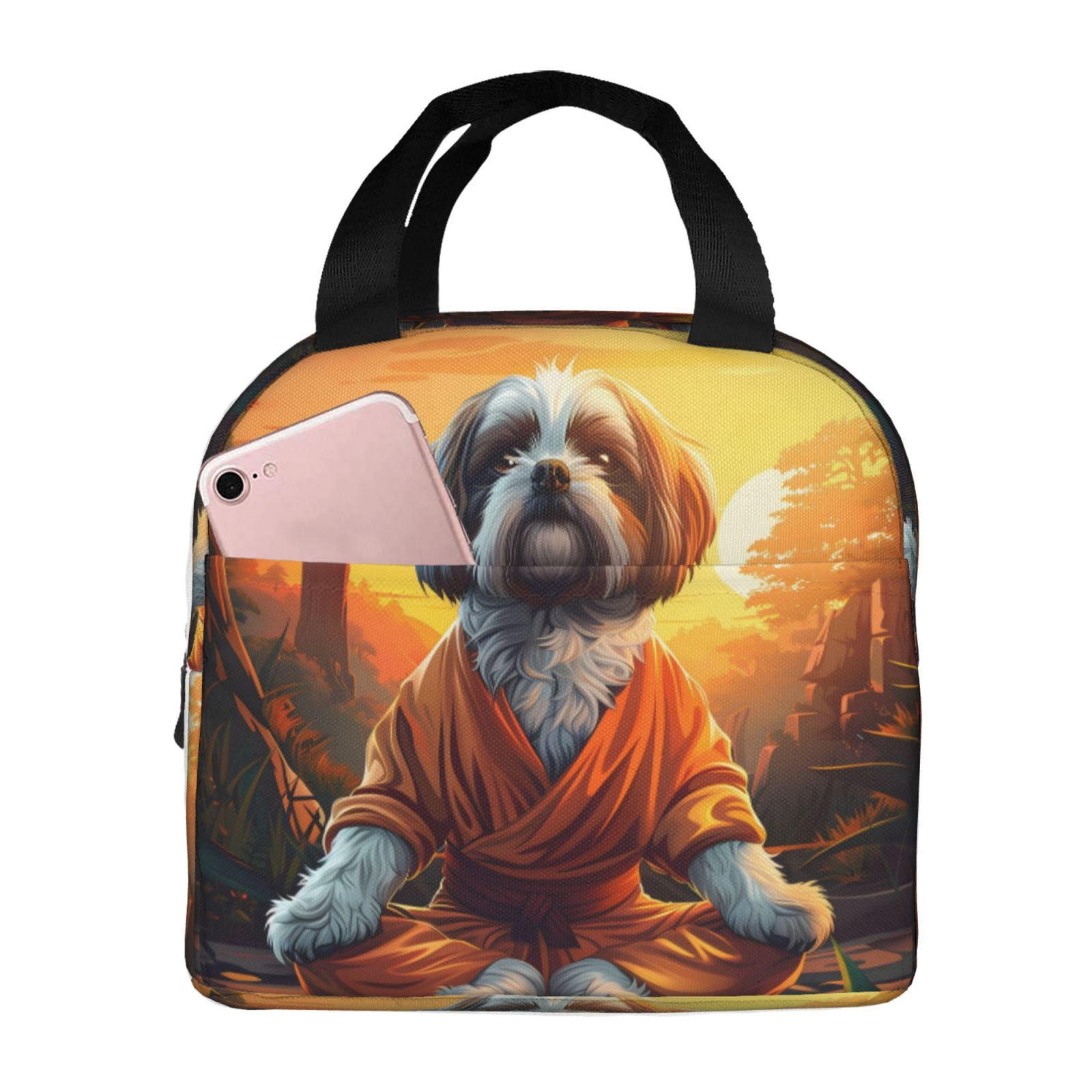 Yiaed Cartoon Puppy Sunset Print Insulated Lunch Bag Reusable Cute Tote ...