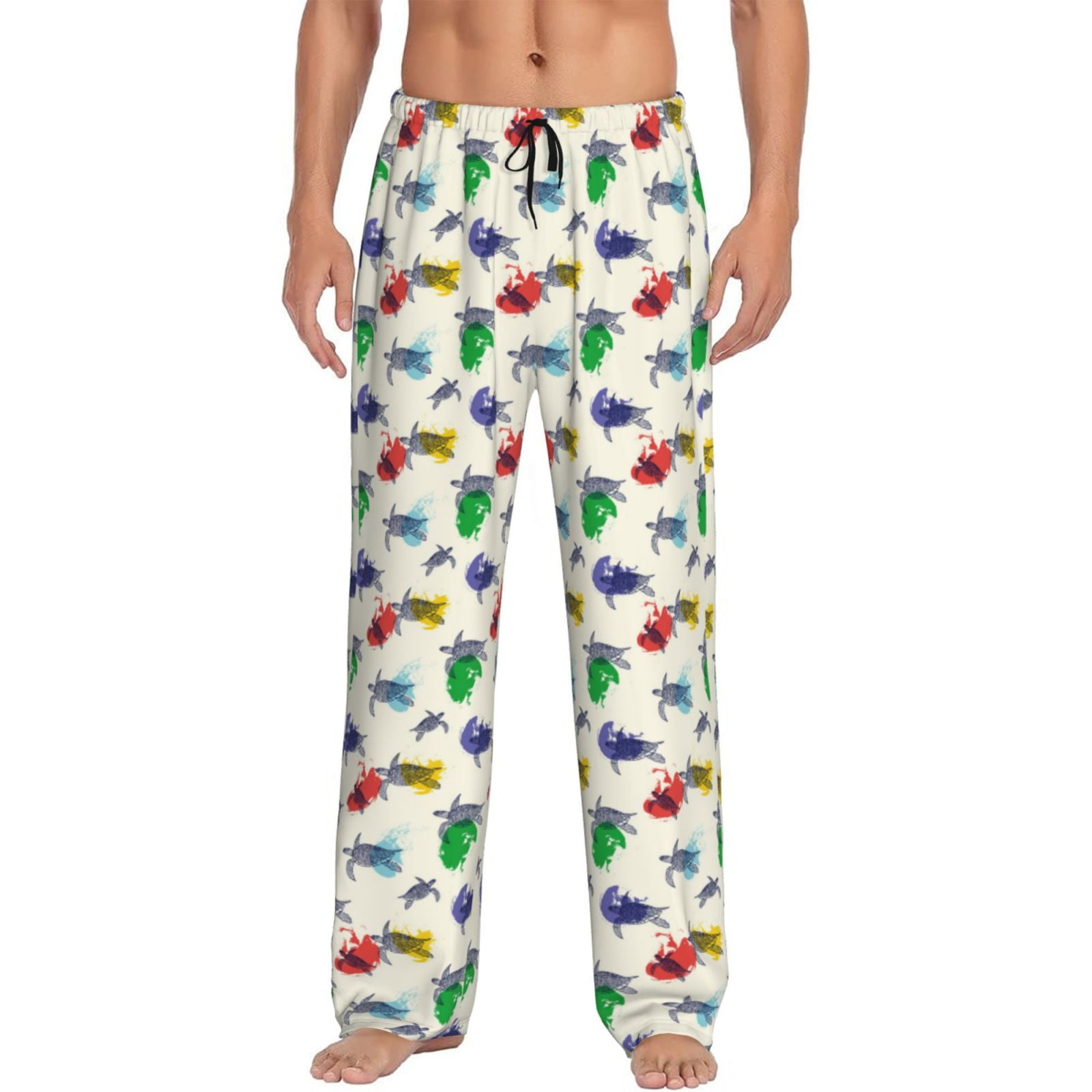 Yiaed Cartoon Sea Turtle Print Men's Lounge Pants, Loose PJ Bottoms ...