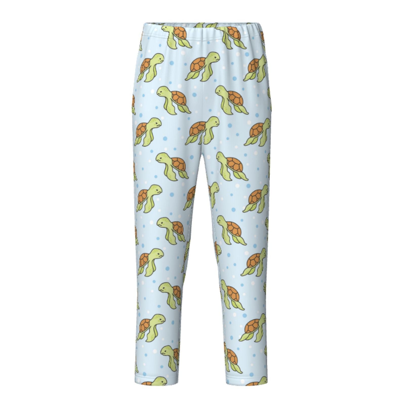 Yiaed Cartoon Sea Turtle Print Teenagers' Lounge Pants, Loose PJ ...