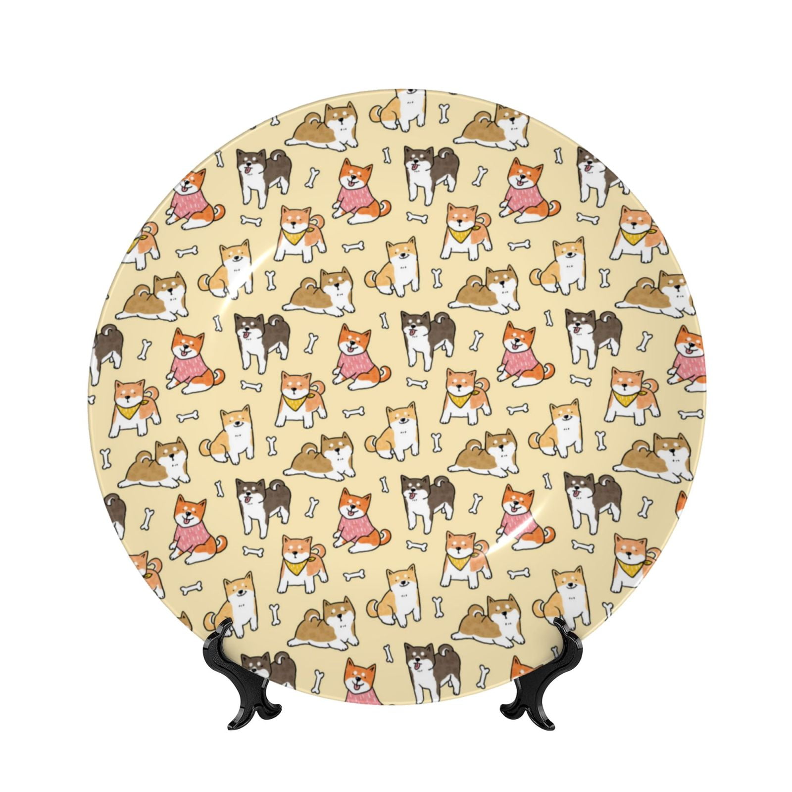 Yiaed Cartoon Shiba Inu Dog Print Bone China Decorative Plate Ceramic ...