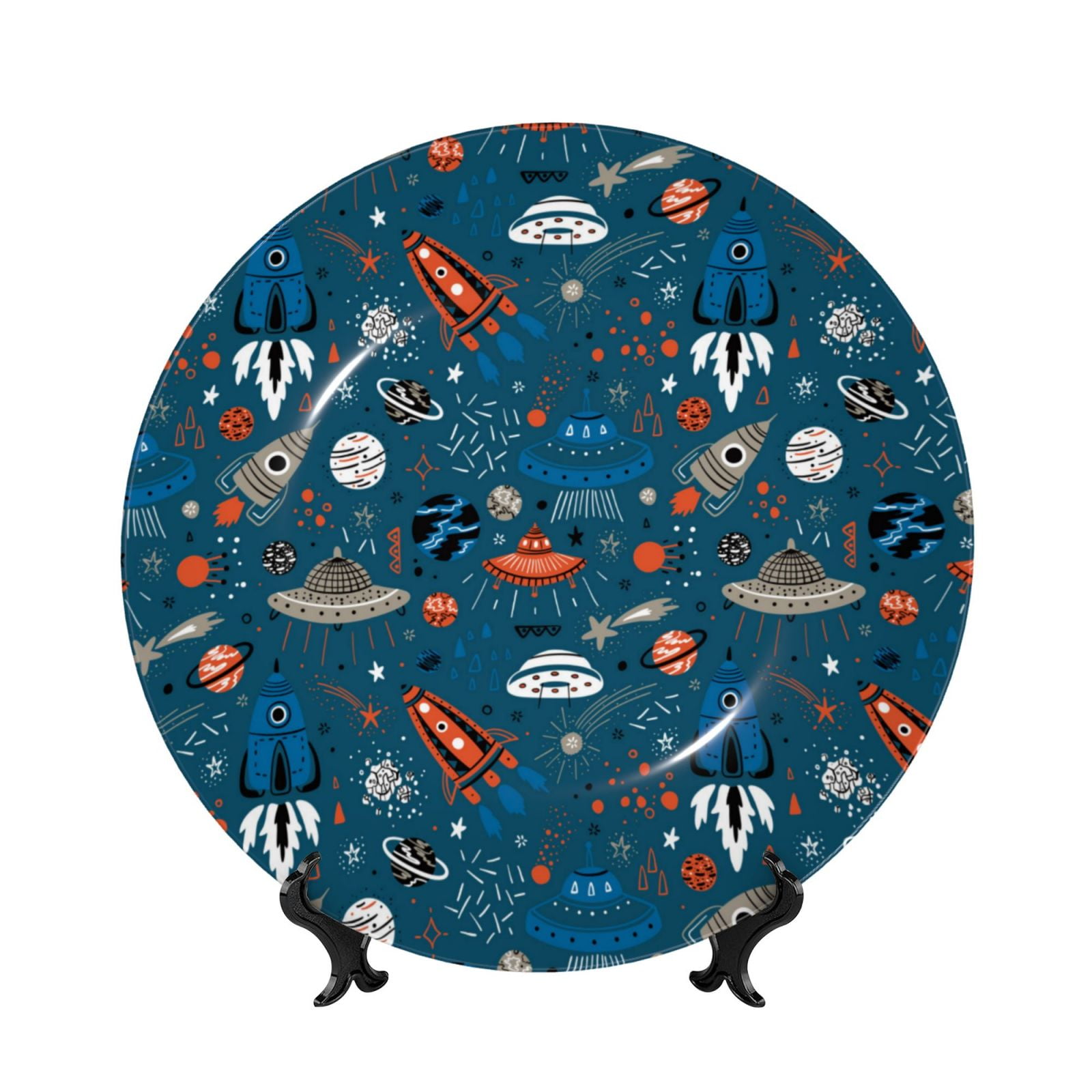 Yiaed Cartoon Space1 Print Bone China Decorative Plate Ceramic Dinner ...