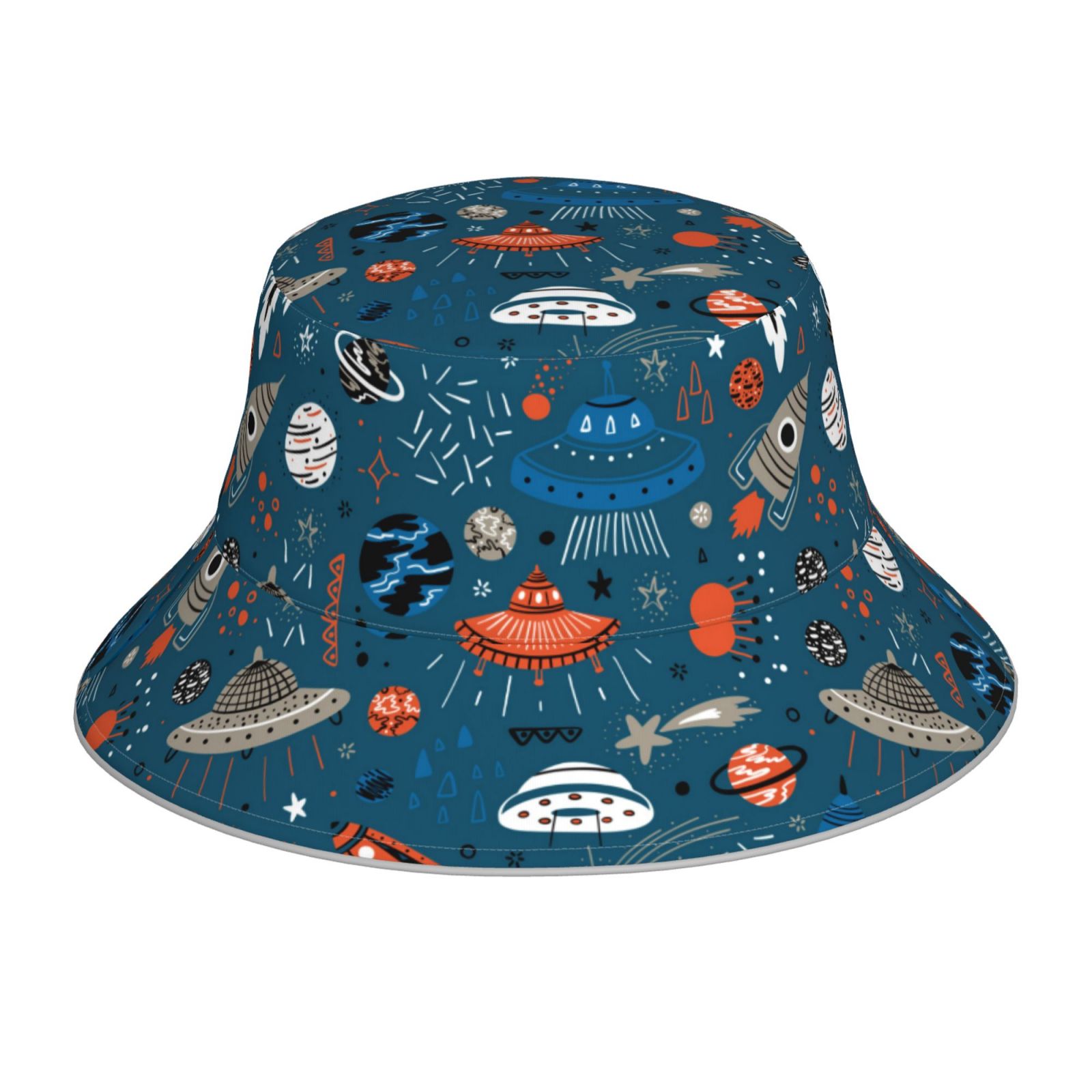 Yiaed Cartoon Space1 Print Reflective Stripe Bucket Hat Unisex Funny ...