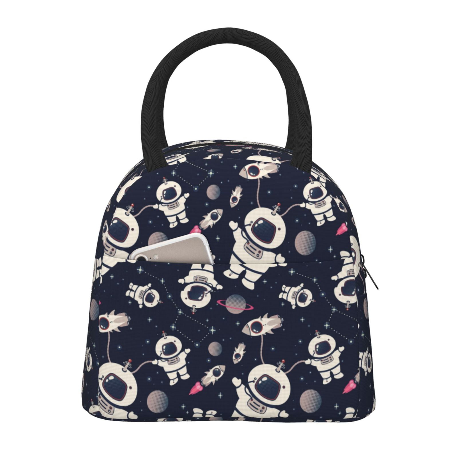 Yiaed Cartoon Spaceship Print Lunch Bag Adult Insulated Lunch Box ...