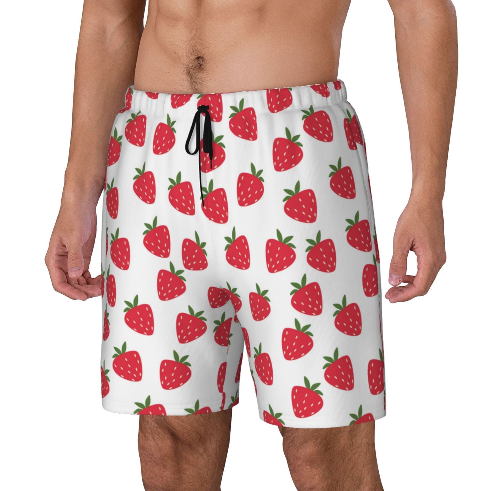 Yiaed Cartoon Strawberry Print Mens Swim Trunks Bathing Suit ...
