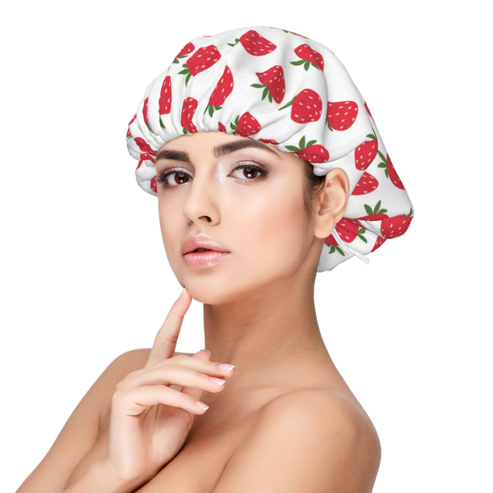 Yiaed Cartoon Strawberry Print Satin Bonnet Silk Bonnet Hair Bonnet for ...