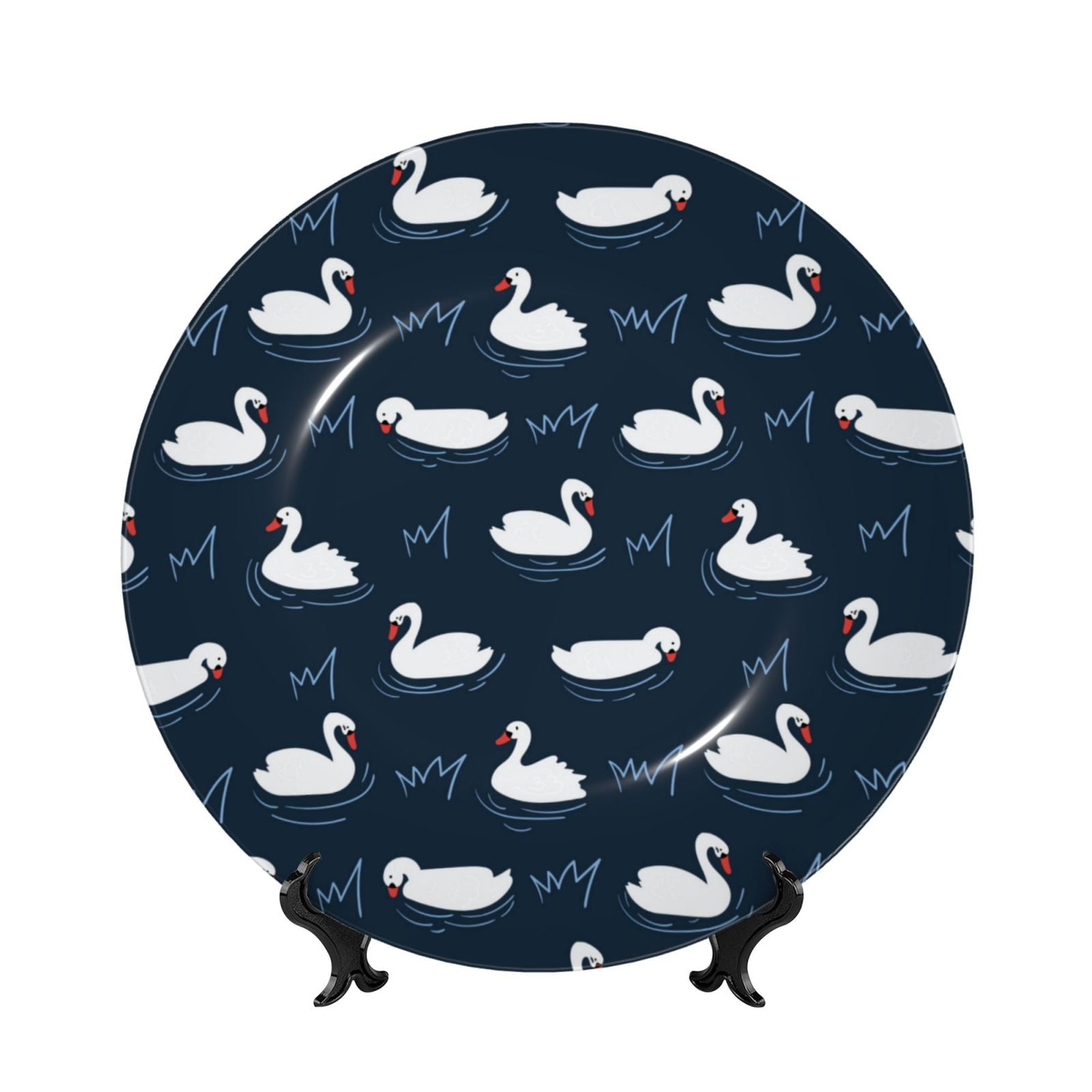 Yiaed Cartoon Swan Print Bone China Decorative Plate Ceramic Dinner ...