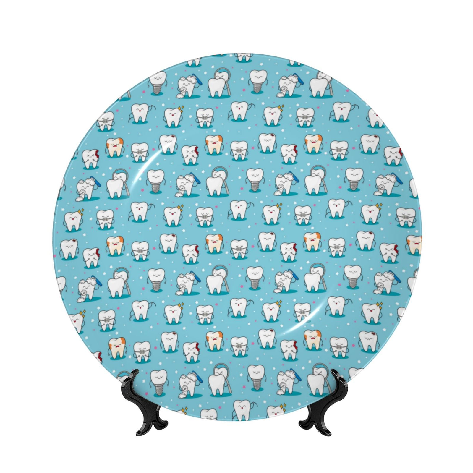 Yiaed Cartoon Teeth Print Bone China Decorative Plate Ceramic Dinner ...