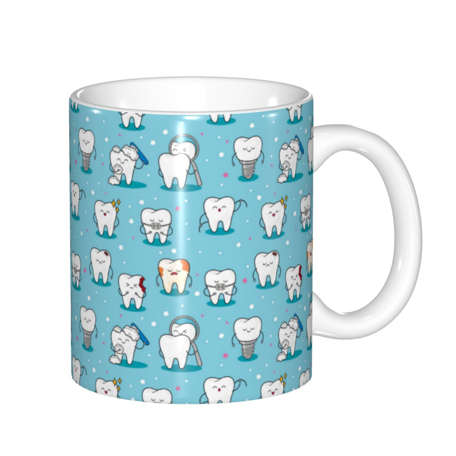 Yiaed Cartoon Teeth Print Ceramics Coffee,Large Handle Design,Extra ...