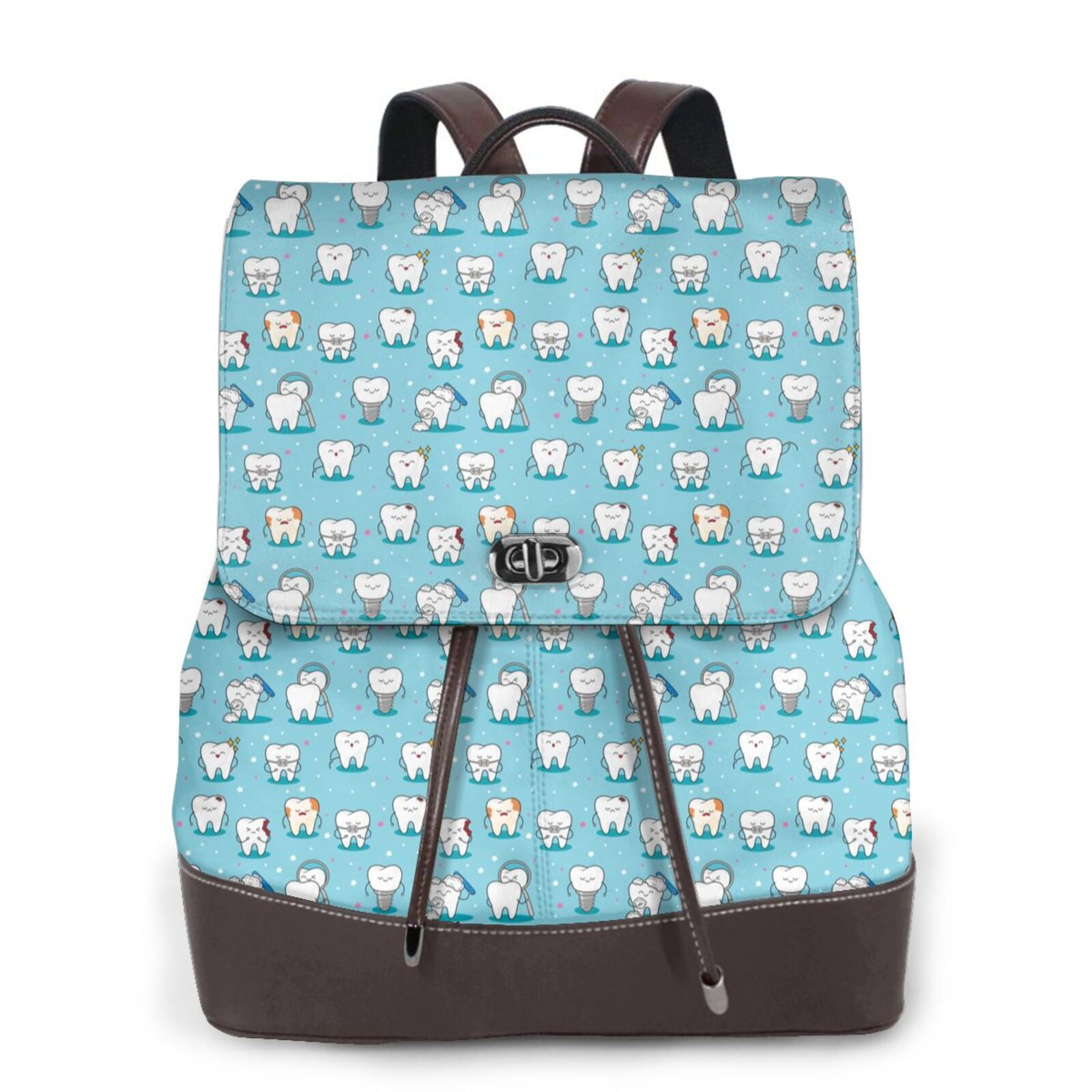 Yiaed Cartoon Teeth Print Laptop Backpack for Women Slim Computer Bag ...