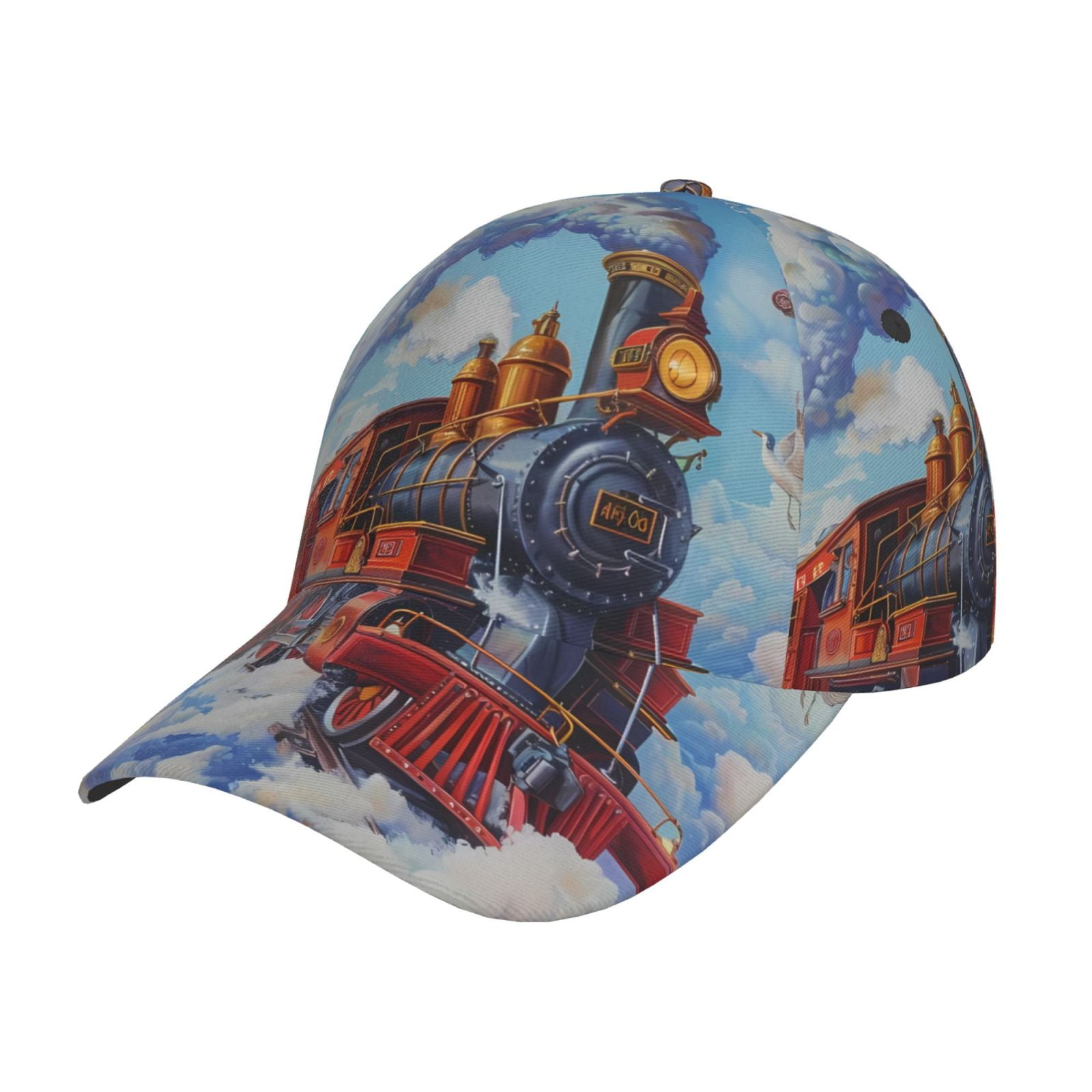 Yiaed Cartoon Train Hot Air Balloon Print Cap Adjustable Size for ...