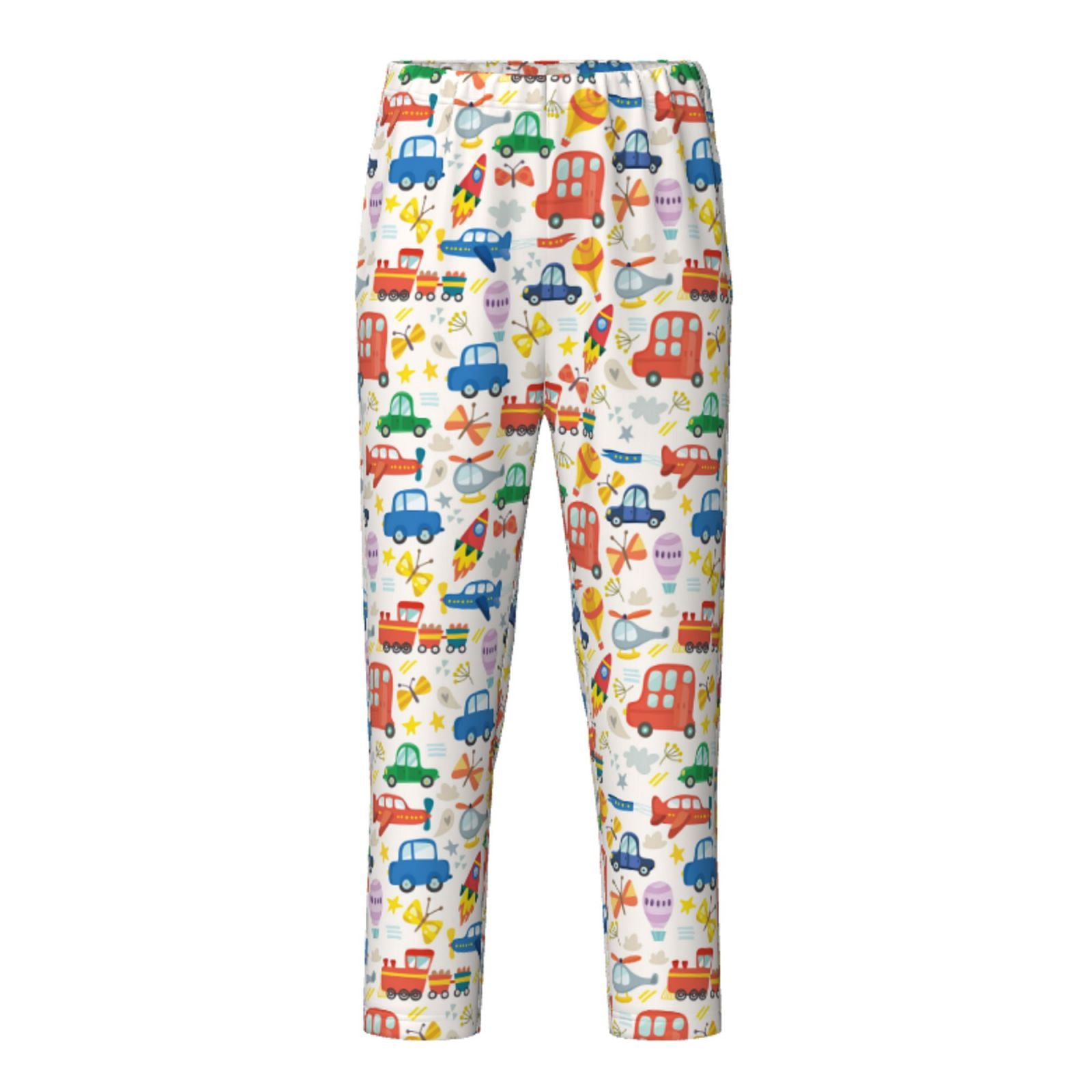Yiaed Cartoon Transportation Print Teenagers' Lounge Pants, Loose PJ ...