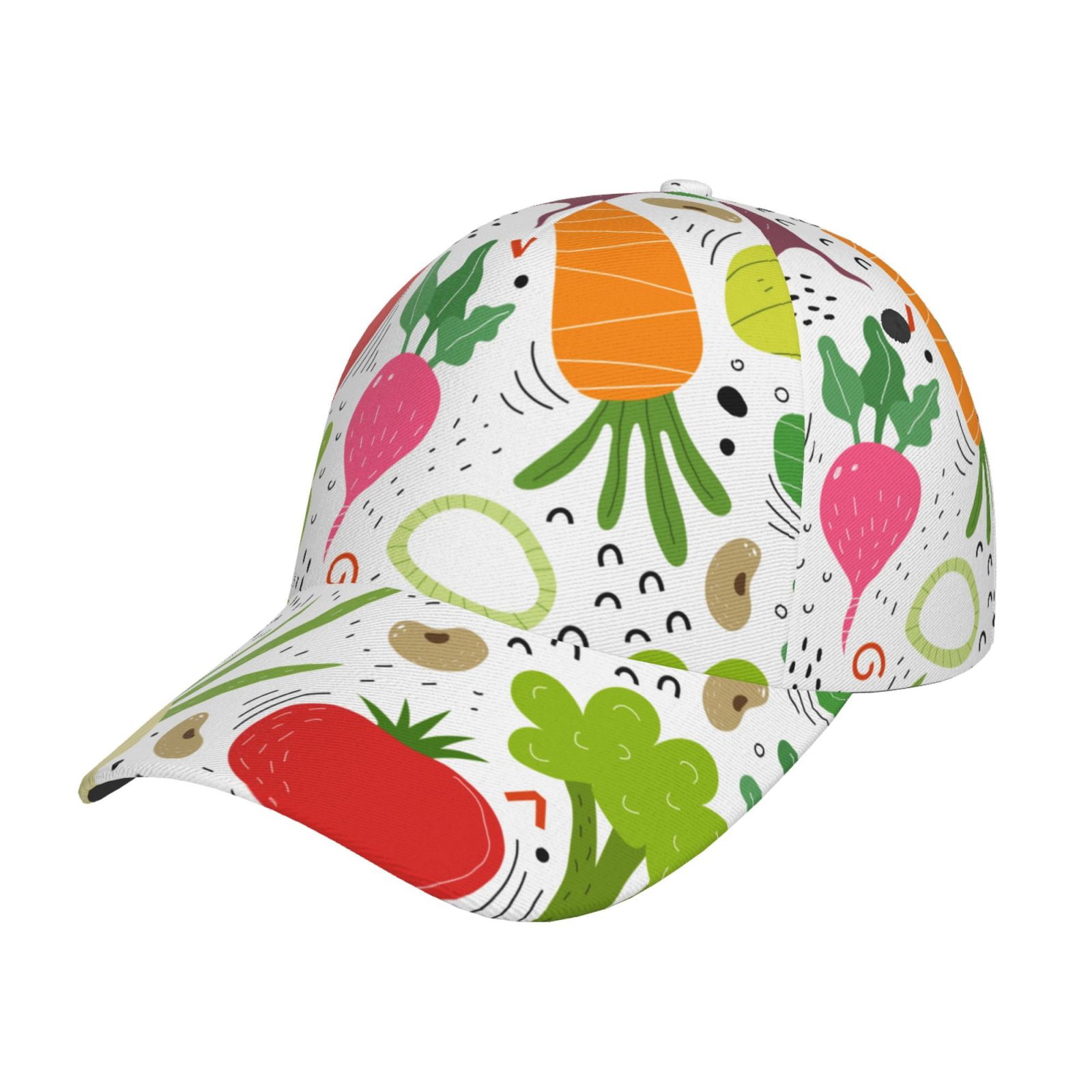 Yiaed Cartoon Vegetables Print Cap Adjustable Size for Running Workouts ...
